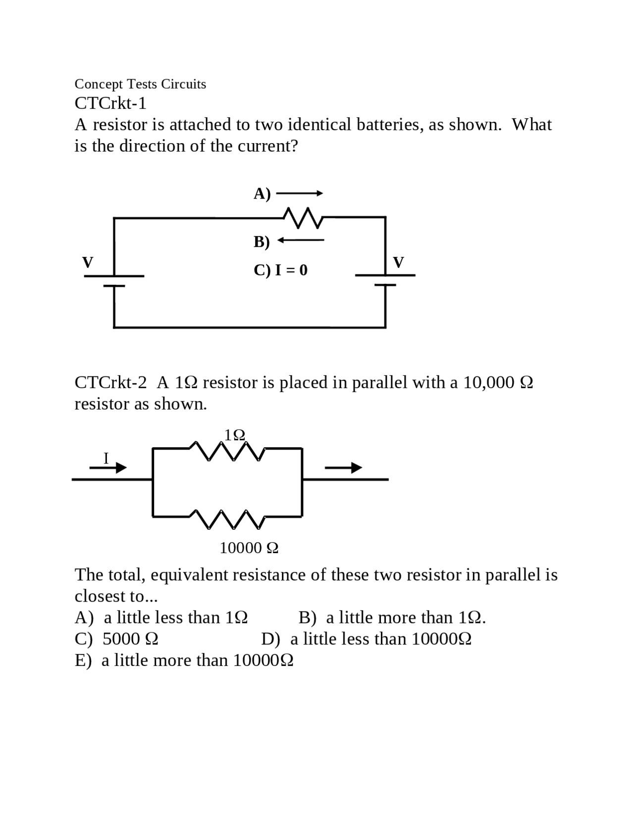 Concepts Tests Circuit General Physics 2 Phys 2020 Docsity