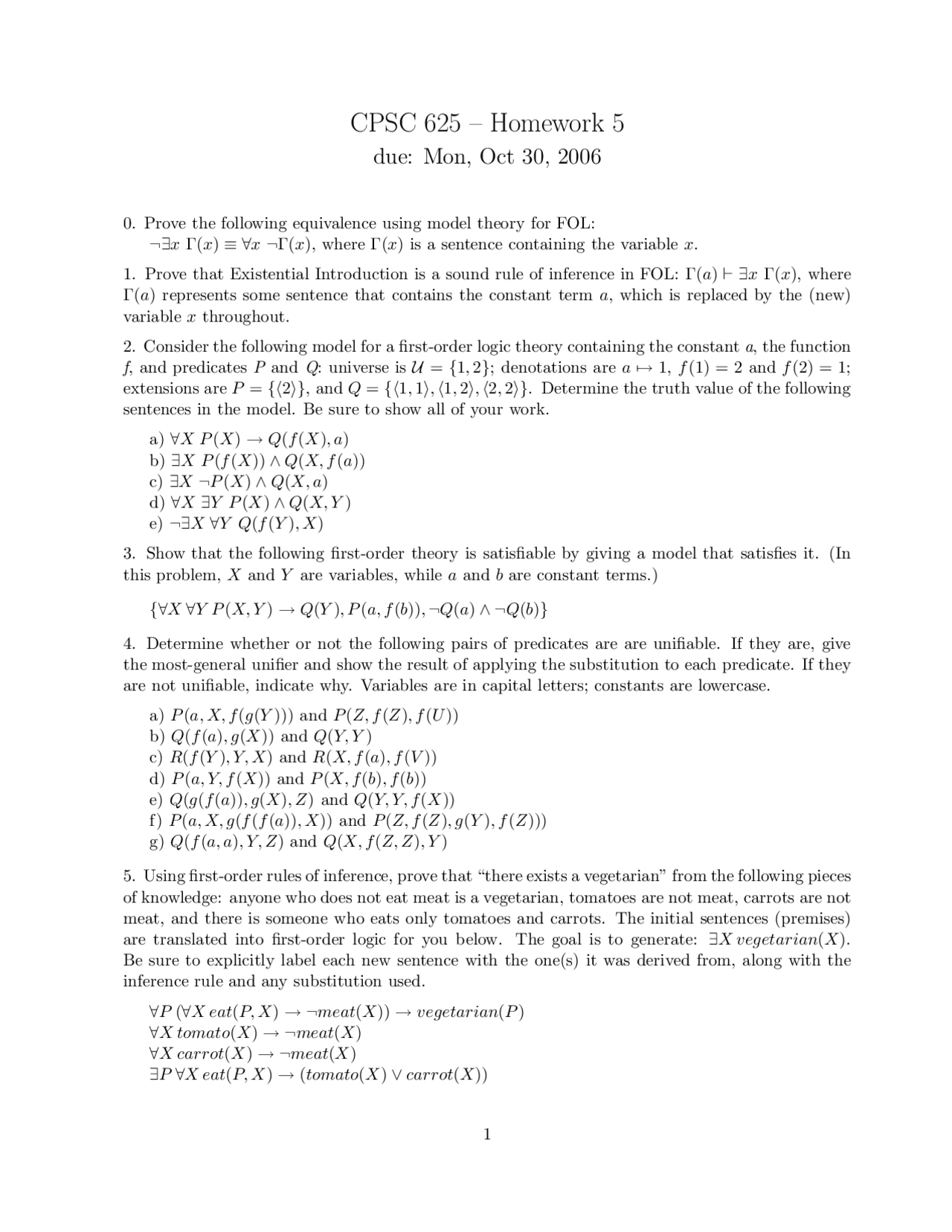 Homework 5 Artificial Intelligence Cpsc 625 Docsity