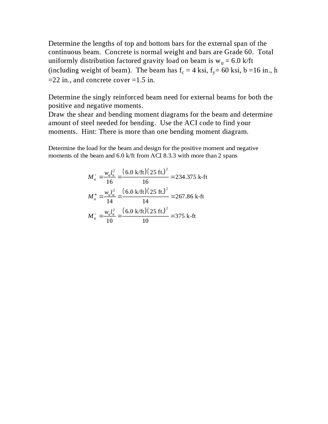 Structural Concrete Design Assignment Cven 444 Docsity