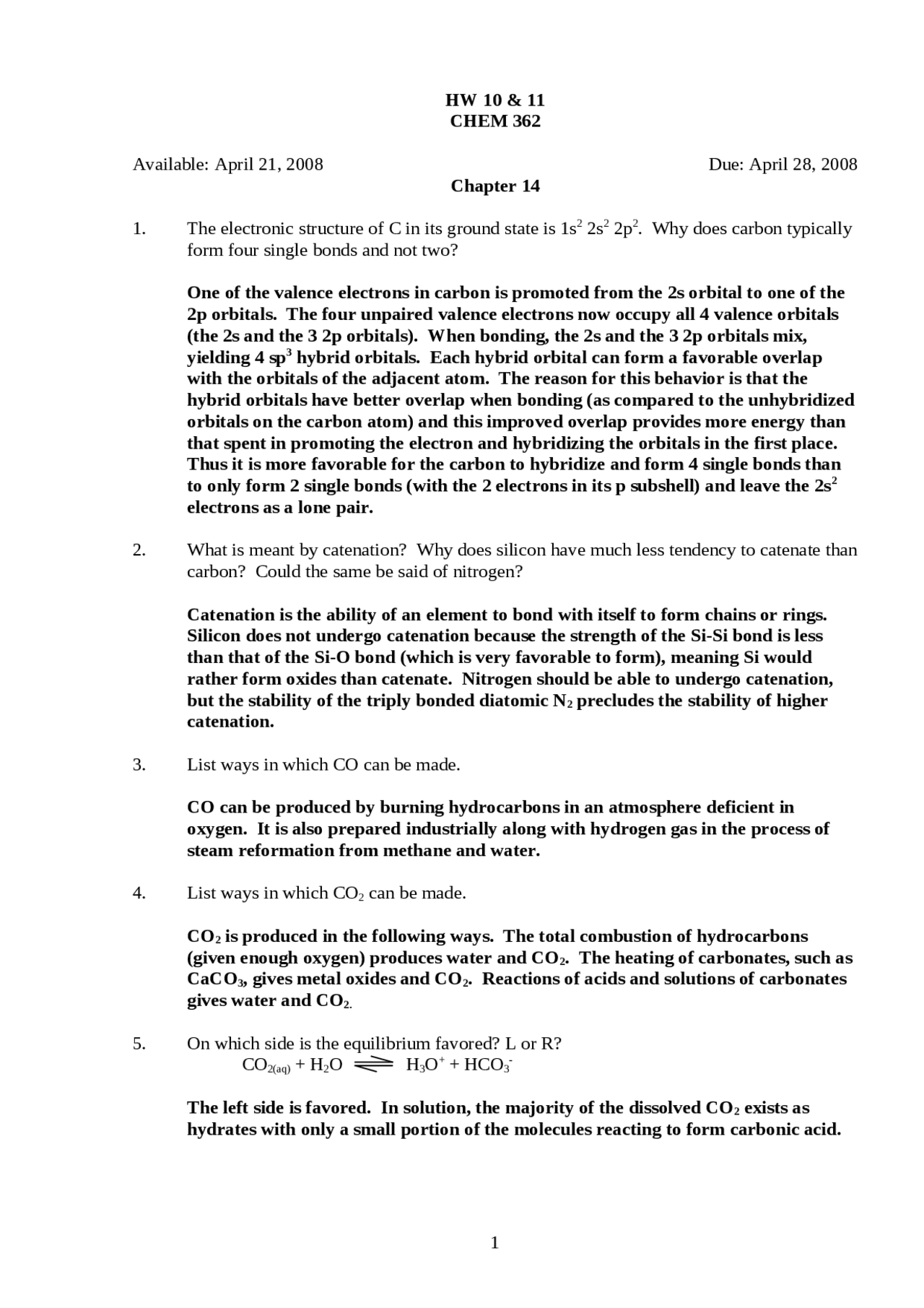 Descriptive Inorganic Chemistry Solved Homework 10 Chem 362 Docsity