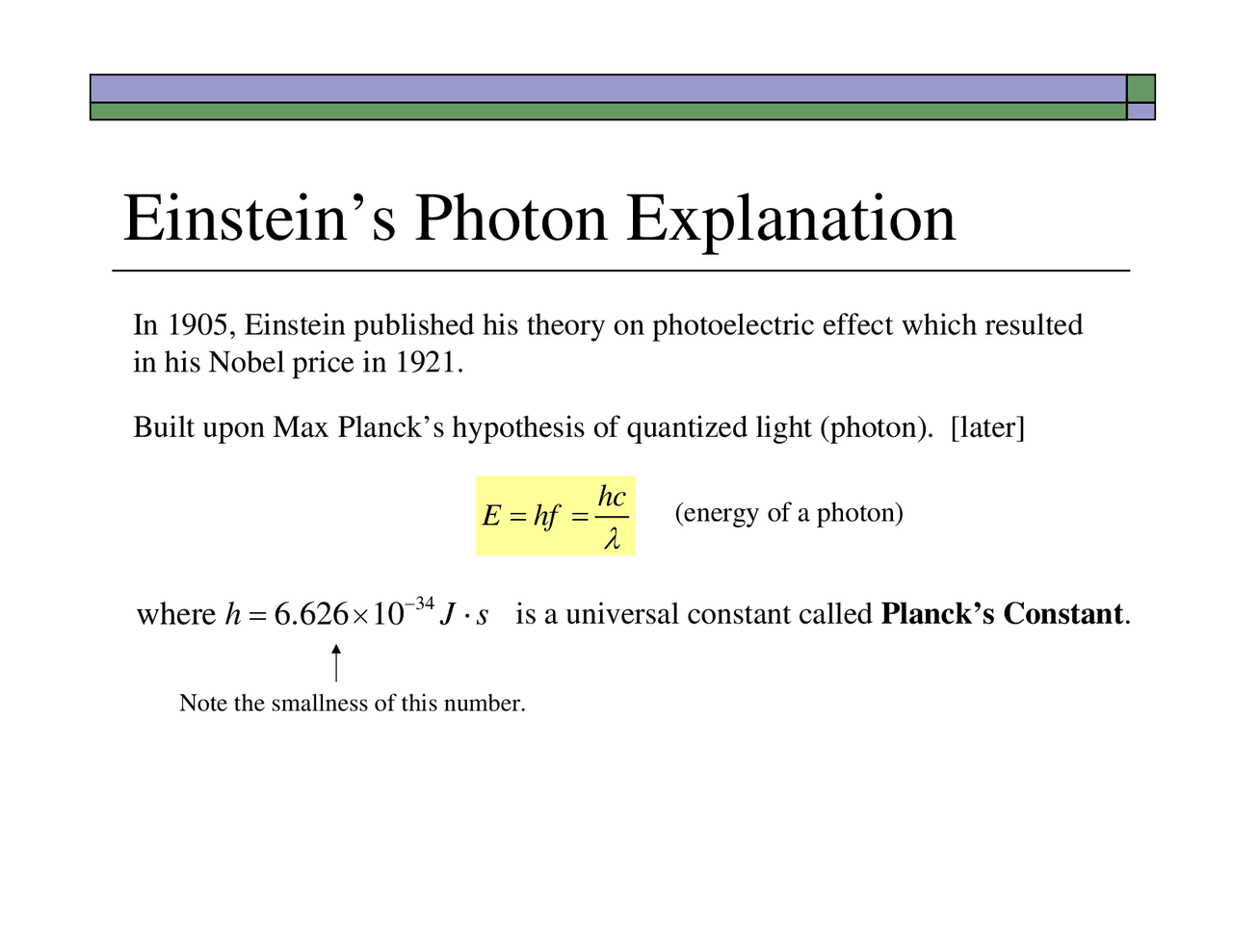 Einsteins Photon Explanation Lecture Slides Phys 262 Docsity