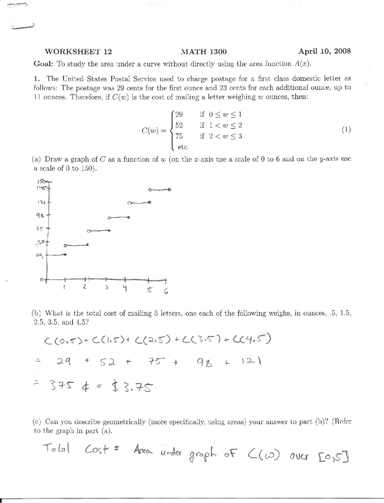 Analytic Geometry And Calculus 1 Solved Assignment 12 Math 1300 Assignments Analytical