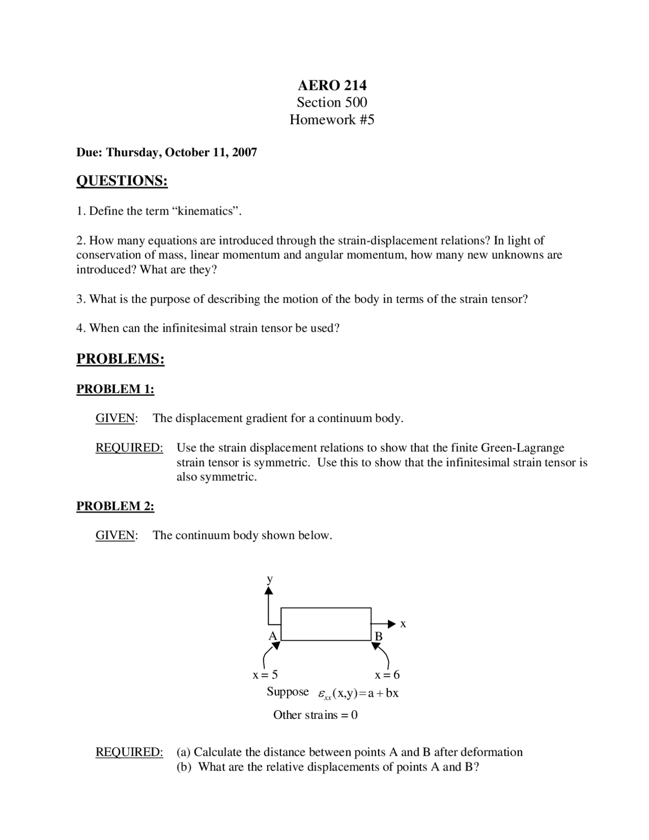 7 Problems Assignment for Honor-Aerospace Mechanical Of Materials | AERO 214 - Docsity