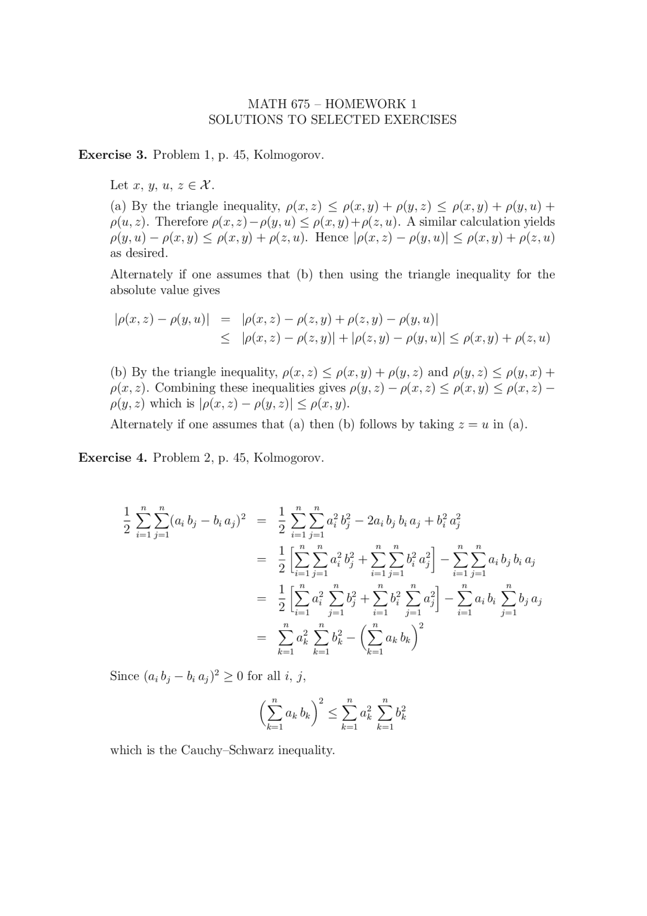 Homework 1 Solutions to Selected Exercise - Linear Analysis | MATH 675 ...