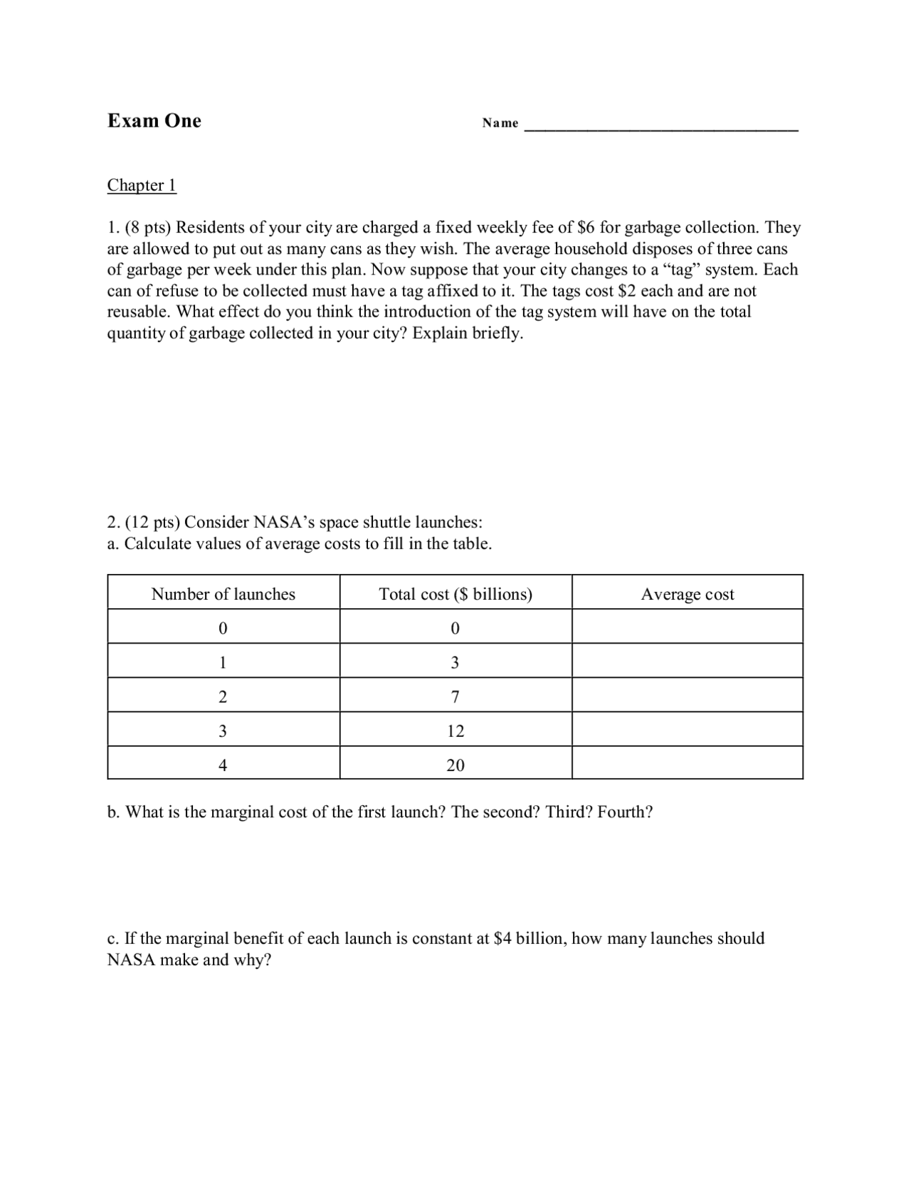 Exam 1 Unsolved Questions Principles Of Economics Econ 202 Docsity