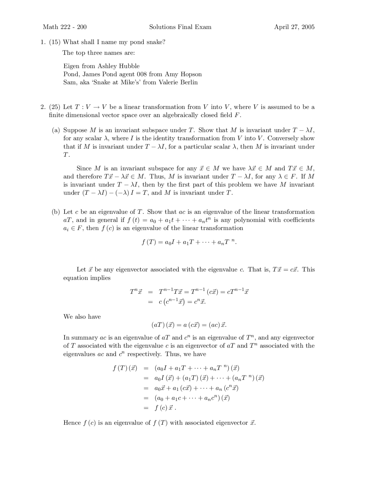6 Questions With Solution Of Mathematics And Statistics Math 222 Docsity