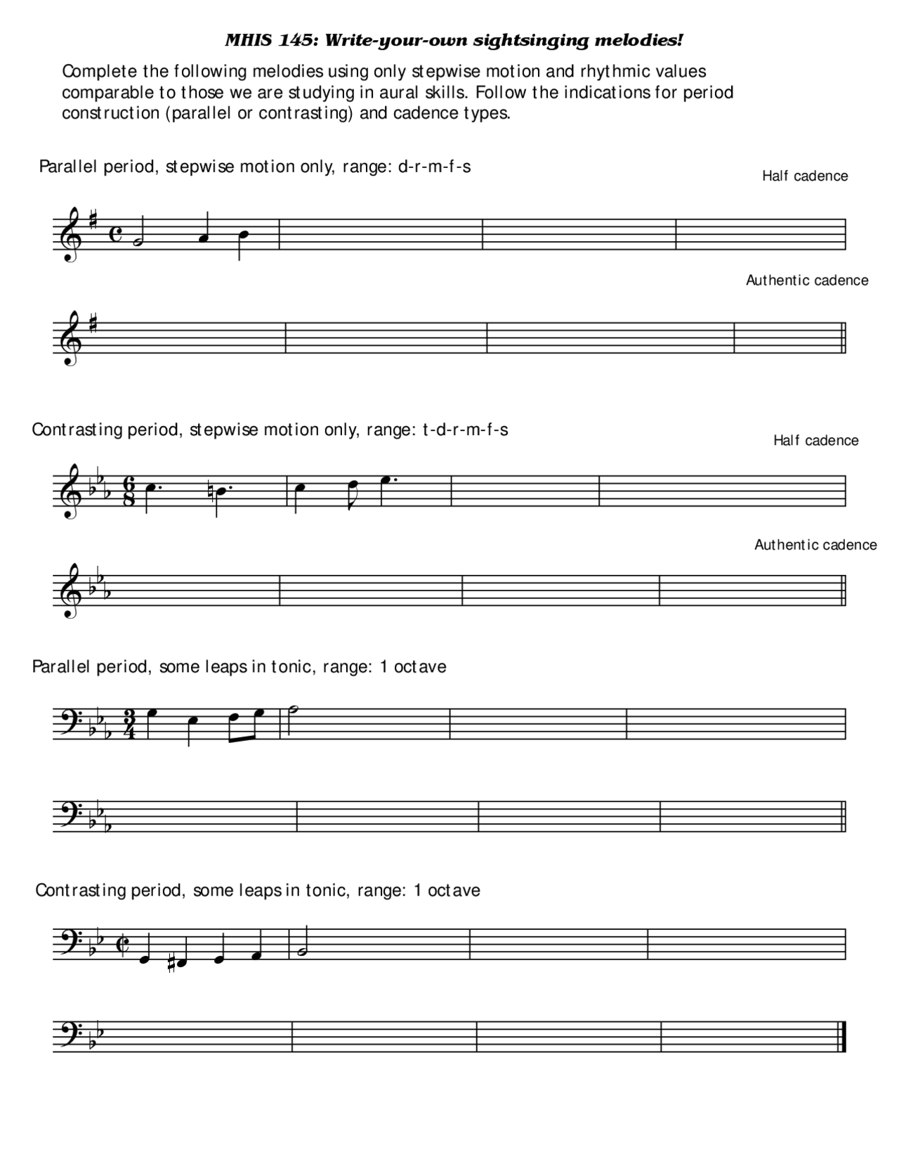 Stepwise Motion And Rhythmic Values Assignment Mhis 145 Docsity