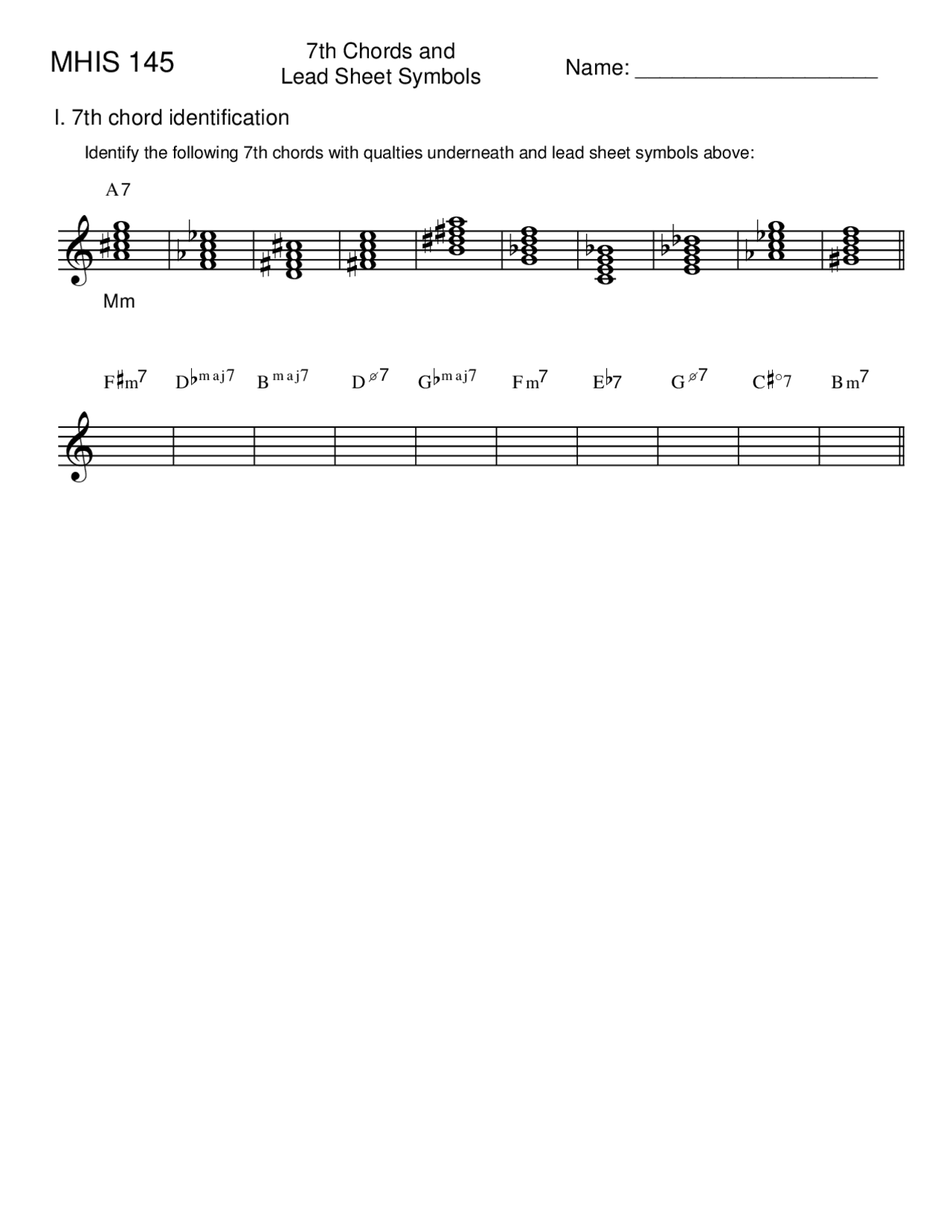 Lead Sheet Symbols Theory And Aural Skills I Mhis 145 Docsity