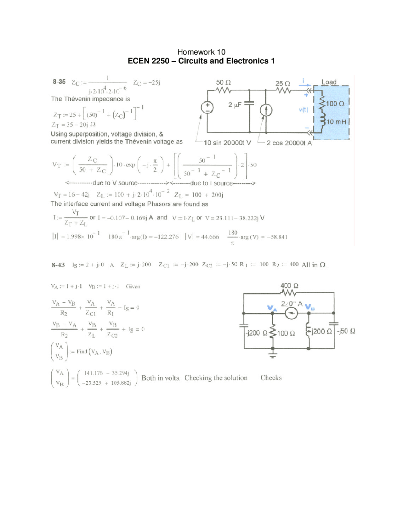 Solutions To Homework 10 Introduction To Circuits And Electronics
