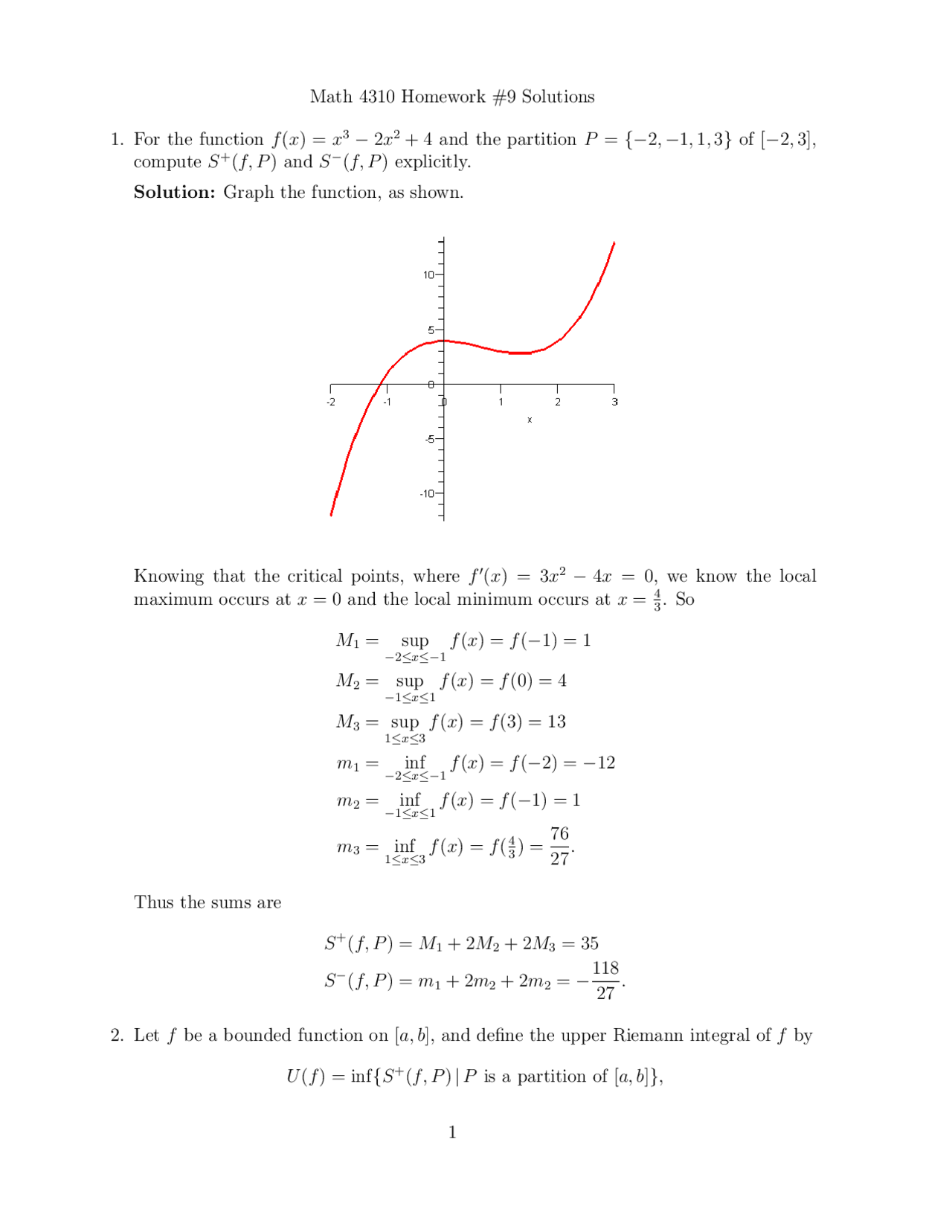 Practice Homework 9 With Solutions Introduction To Analysis Math