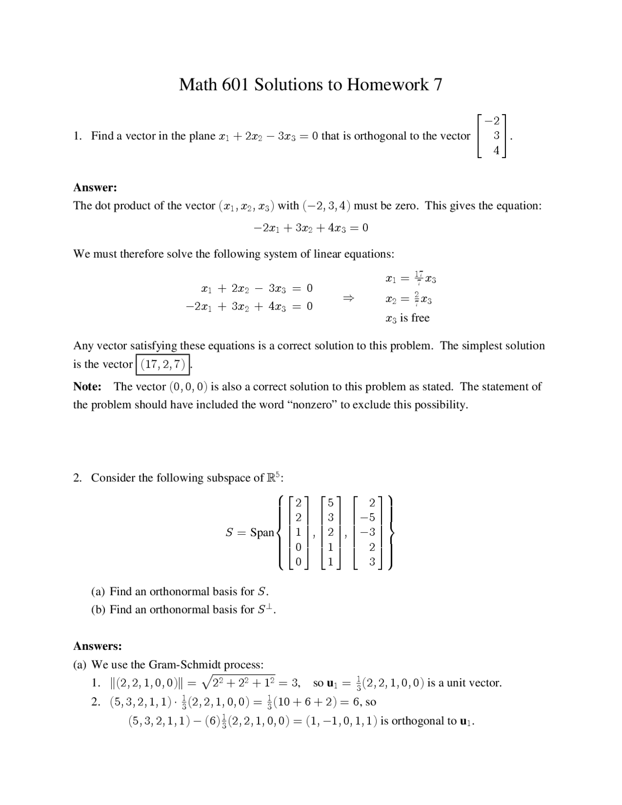 Solutions To Homework 7 Methods In Applied Mathematics I Math 601 Docsity