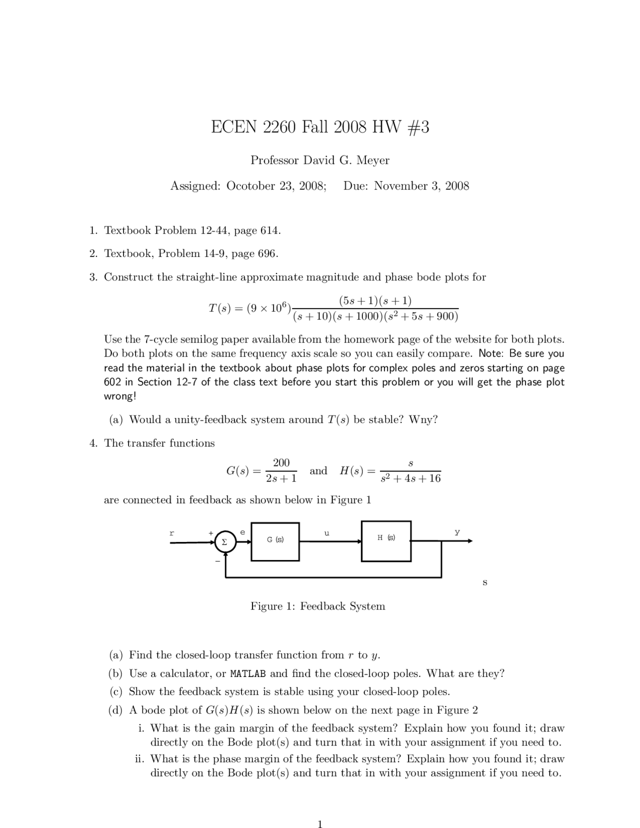 Homework 3 Circuits As Systems Ecen 2260 Docsity