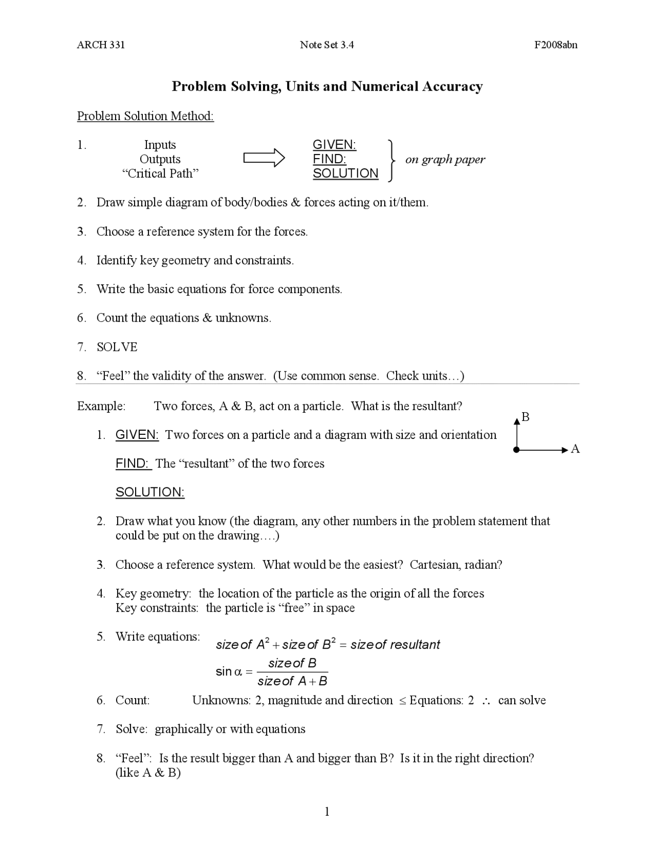 Problem Solving and Numerical Accuracy - Architectural Structures | ARCH 331 - Docsity
