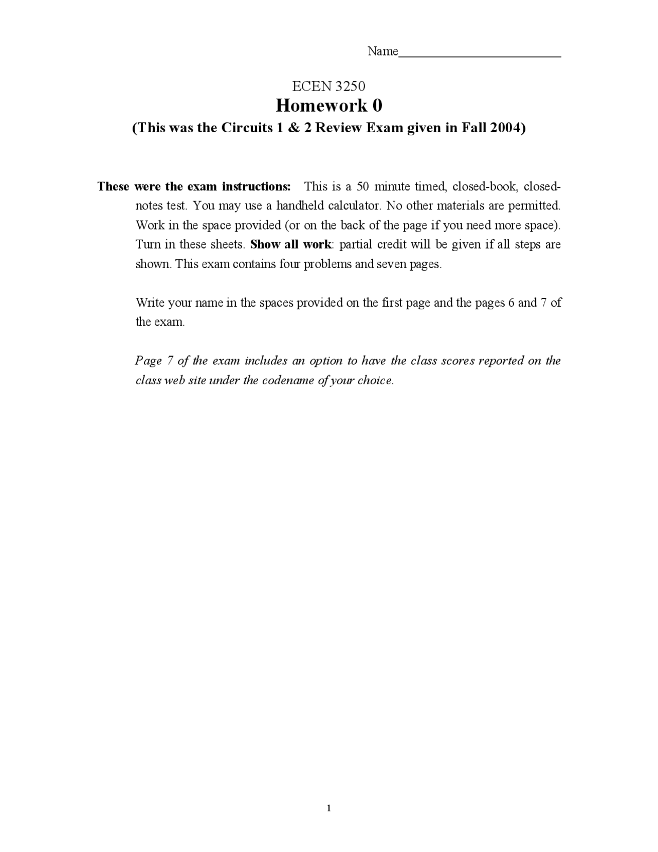 Review Exam Questions On Circuits Circuits And Electronics 3 Ecen