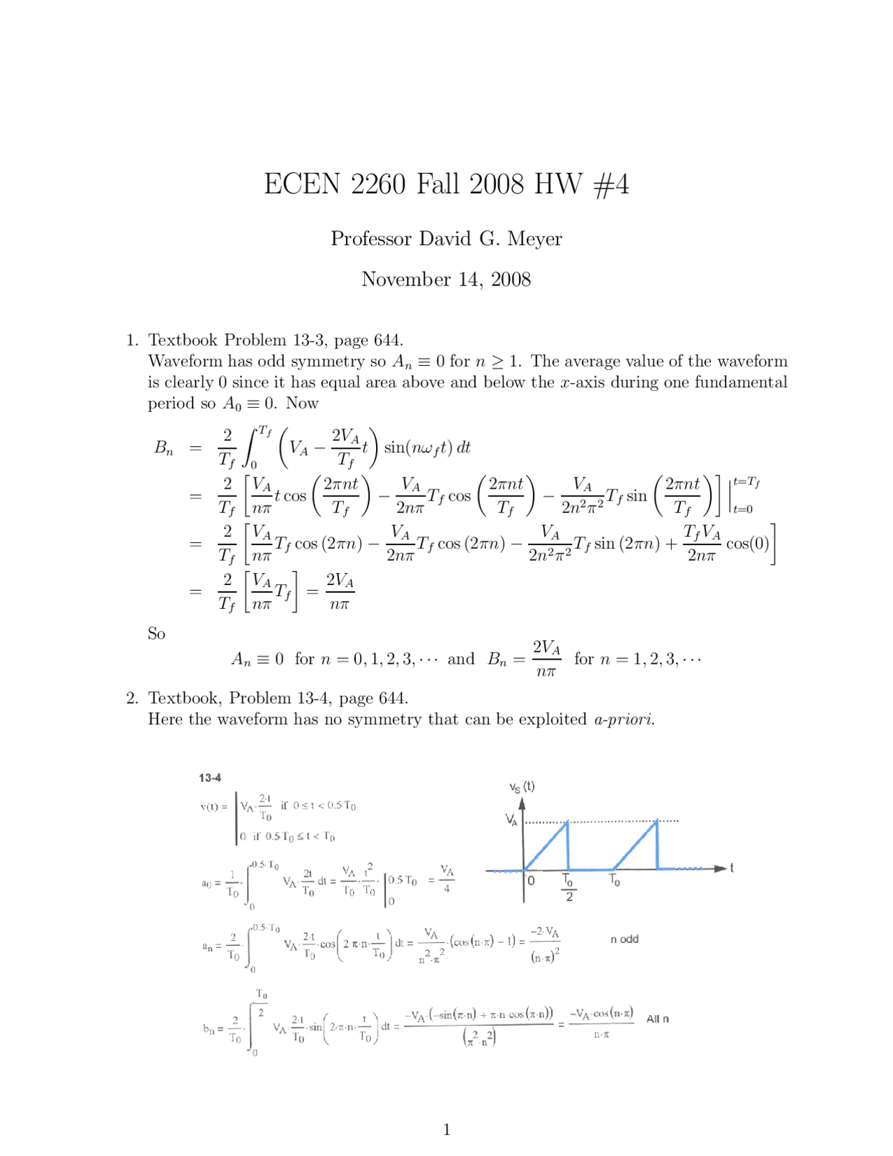 Circuits As Systems Solved Homework 4 Ecen 2260 Docsity