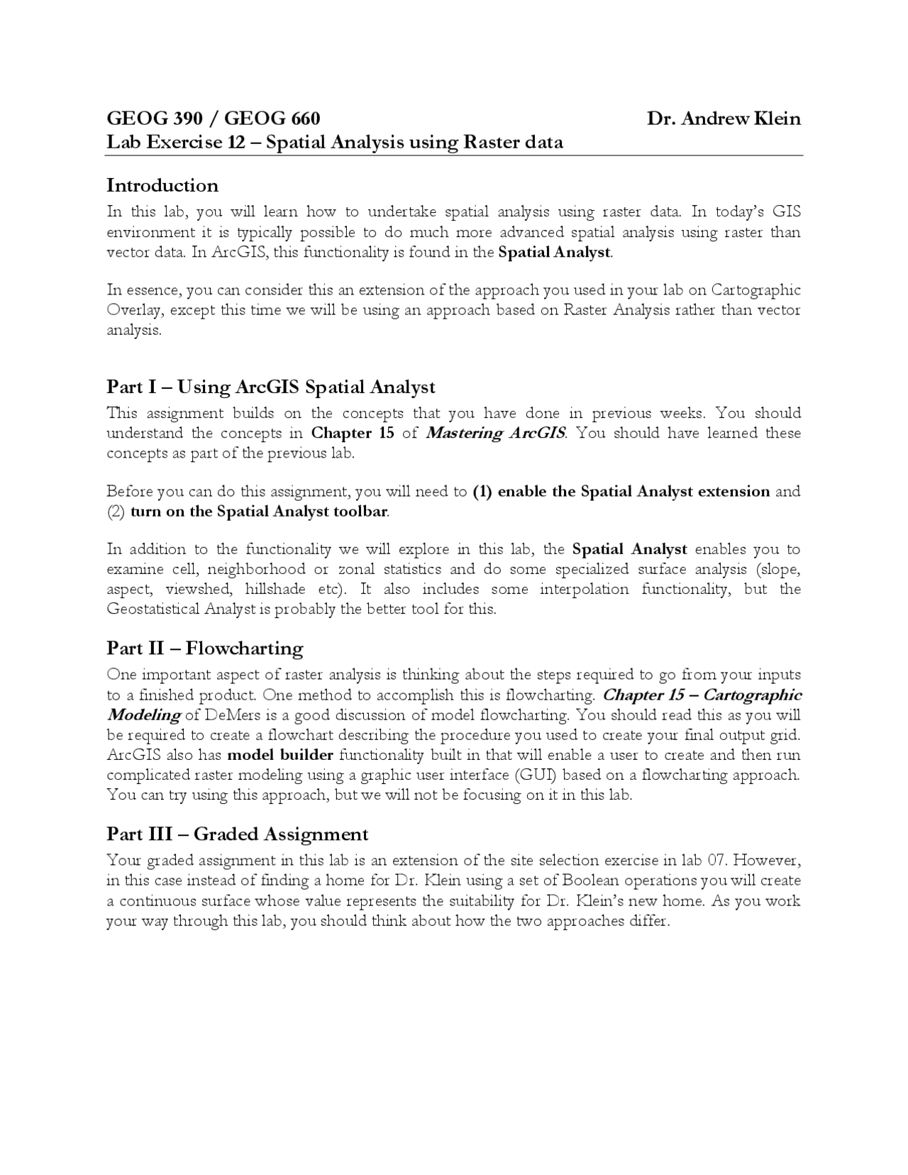 Spatial Analysis Using Raster Data Lab Exercise 12 Geog 390 Docsity