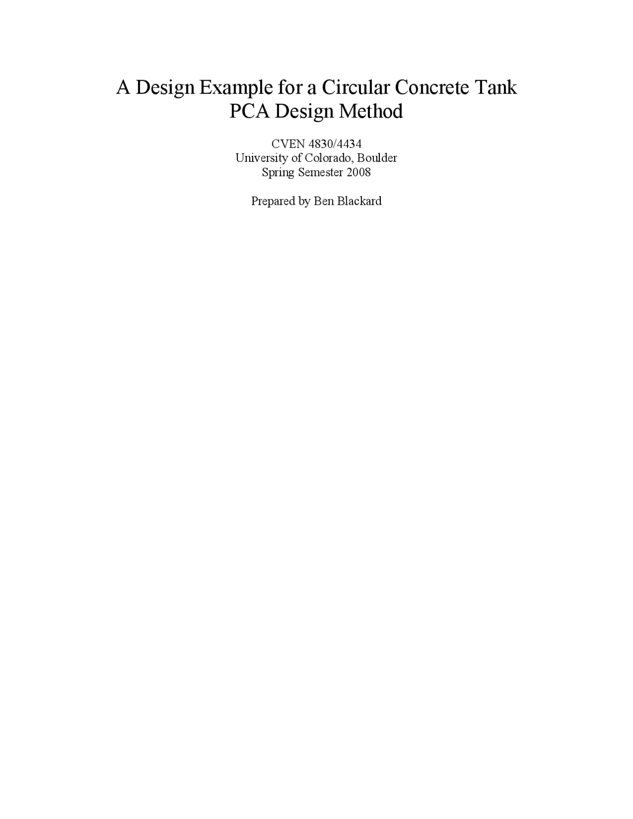 A Design Example For A Circular Concrete Tank Pca Design Method Cven