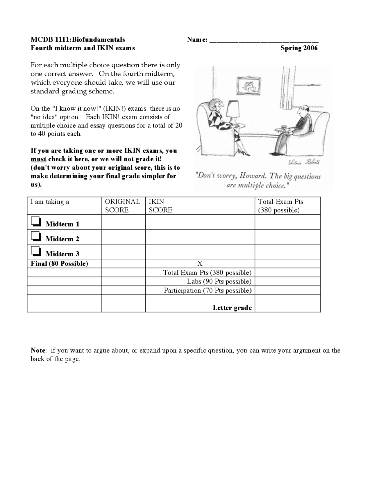 Midterm Exam Questions Biofundamentals Mcdb 1111 Docsity