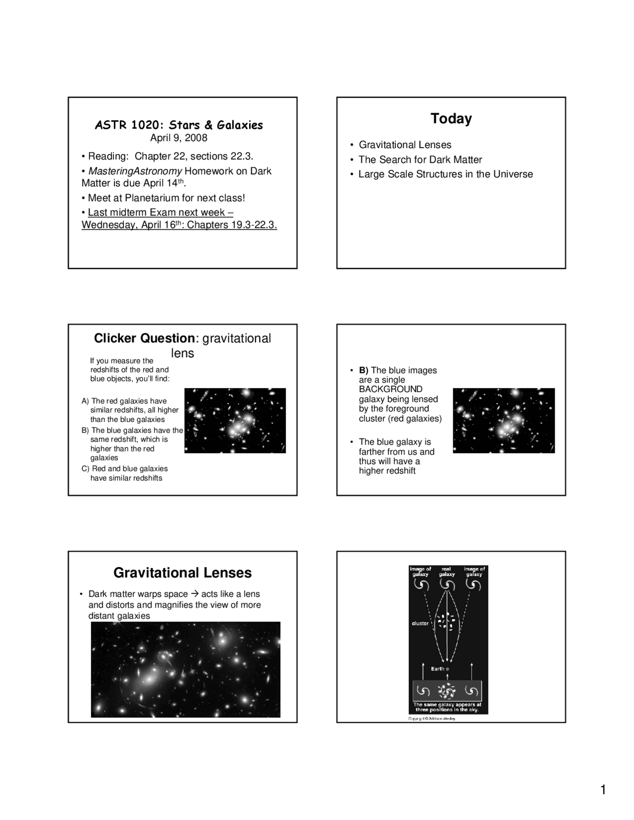 The Search For Dark Matter Gravitational Lenses Lecture Slides
