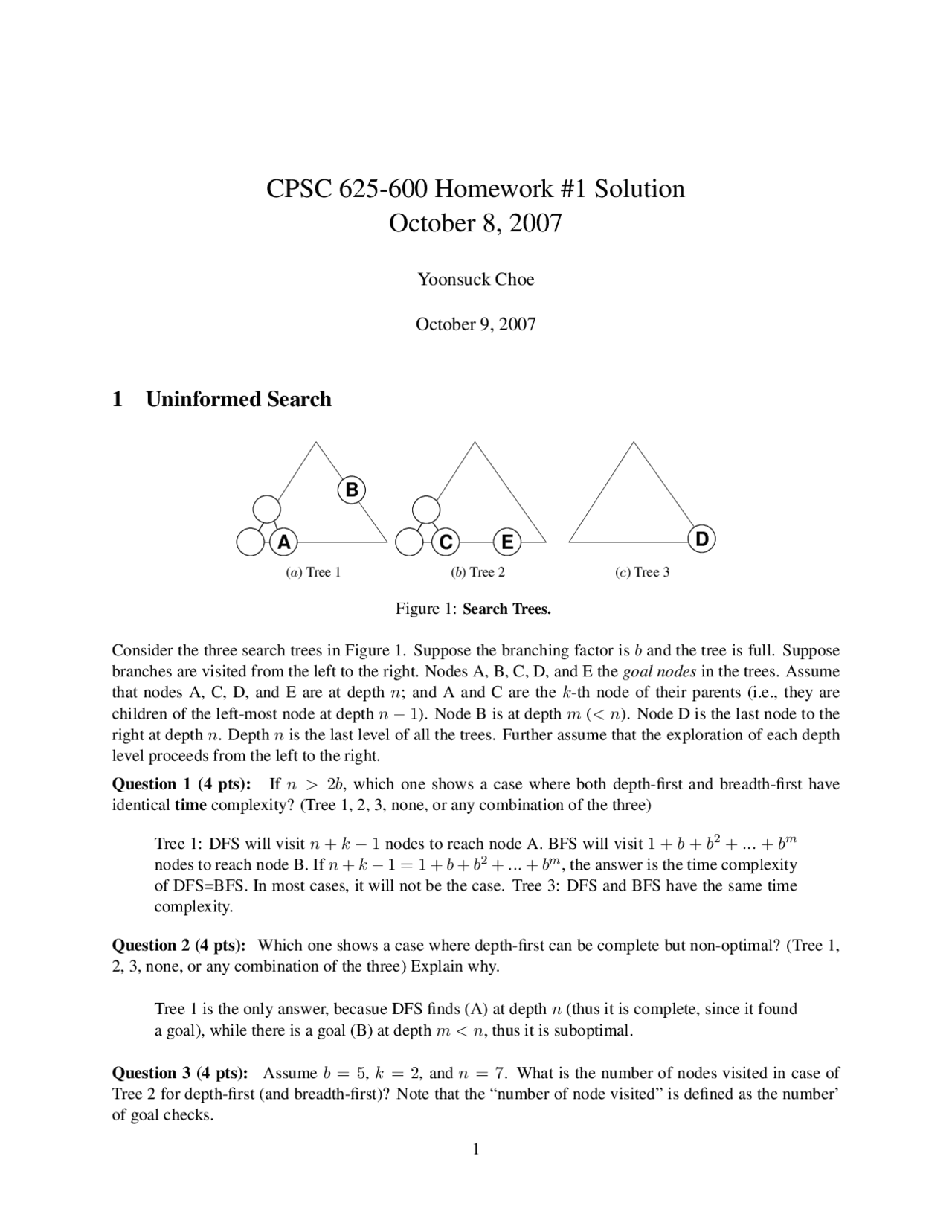 Homework 1 Solution Artificial Intelligence Cpsc 625 Assignments