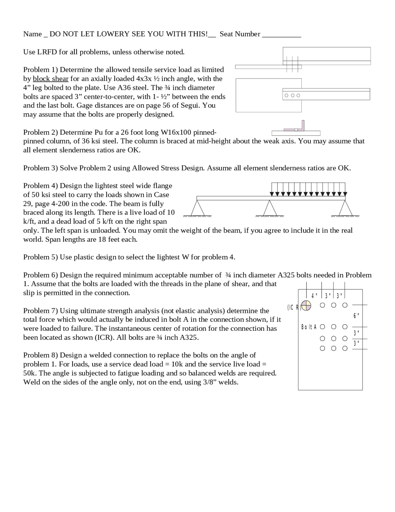 8 Problems Of Structure Concrete Design Quiz Cven 446 Docsity