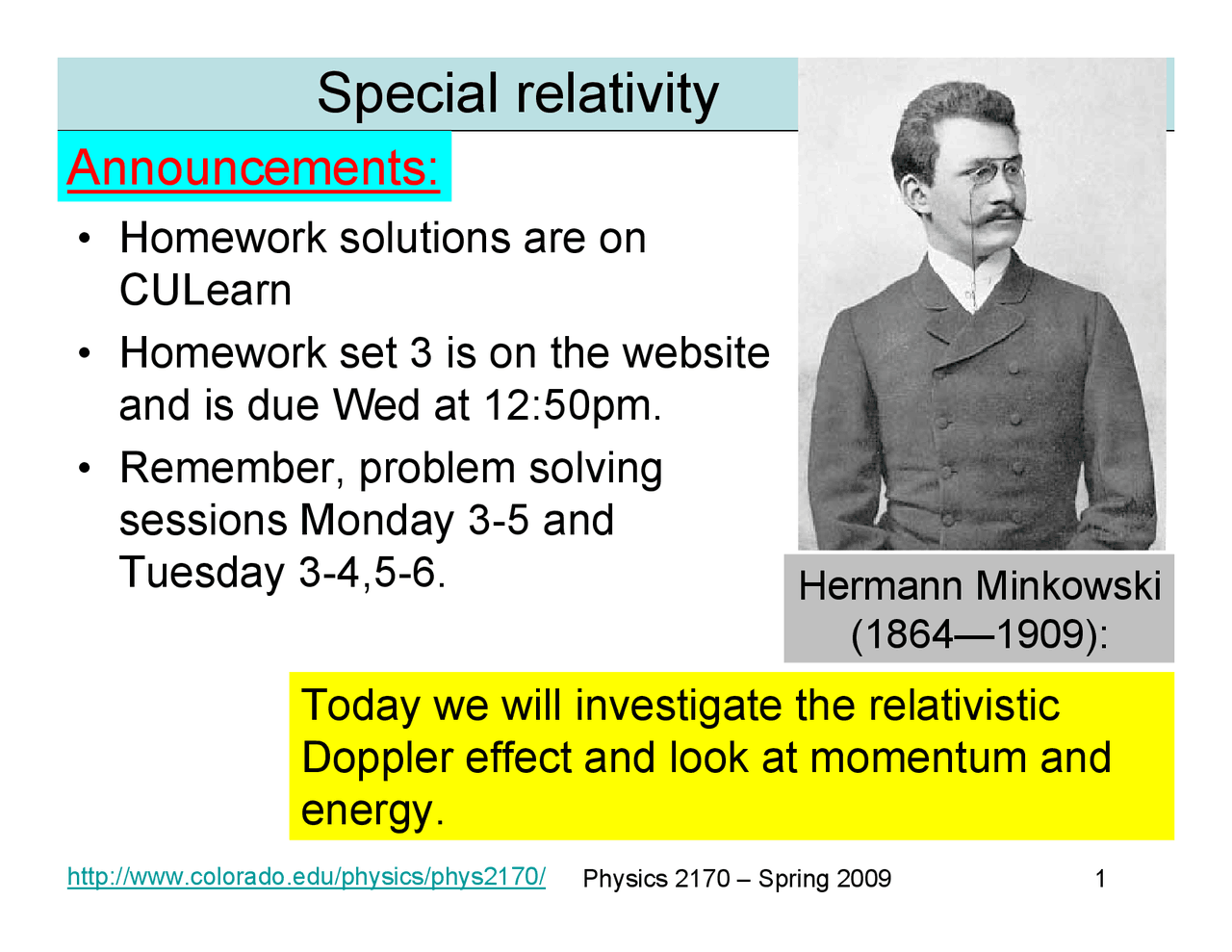 Relativistic Doppler Effect Momentum And Energy Slides Phys 2170