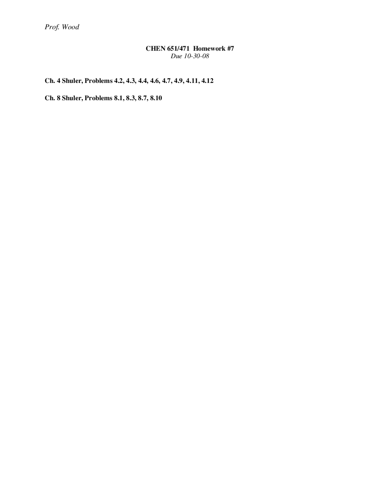 Homework 7 With Solution Biochemical Engineering 2008 Chen 651