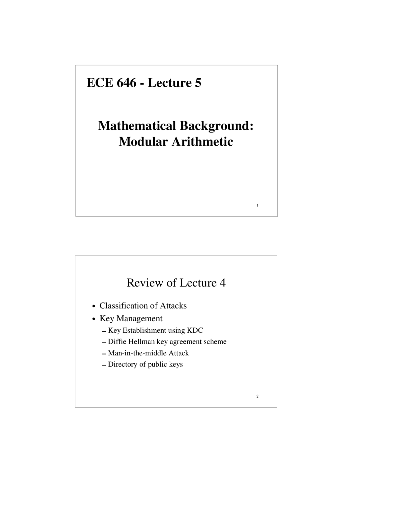 Motivation Public Key Ciphers Lecture Slides Ece 646 Docsity