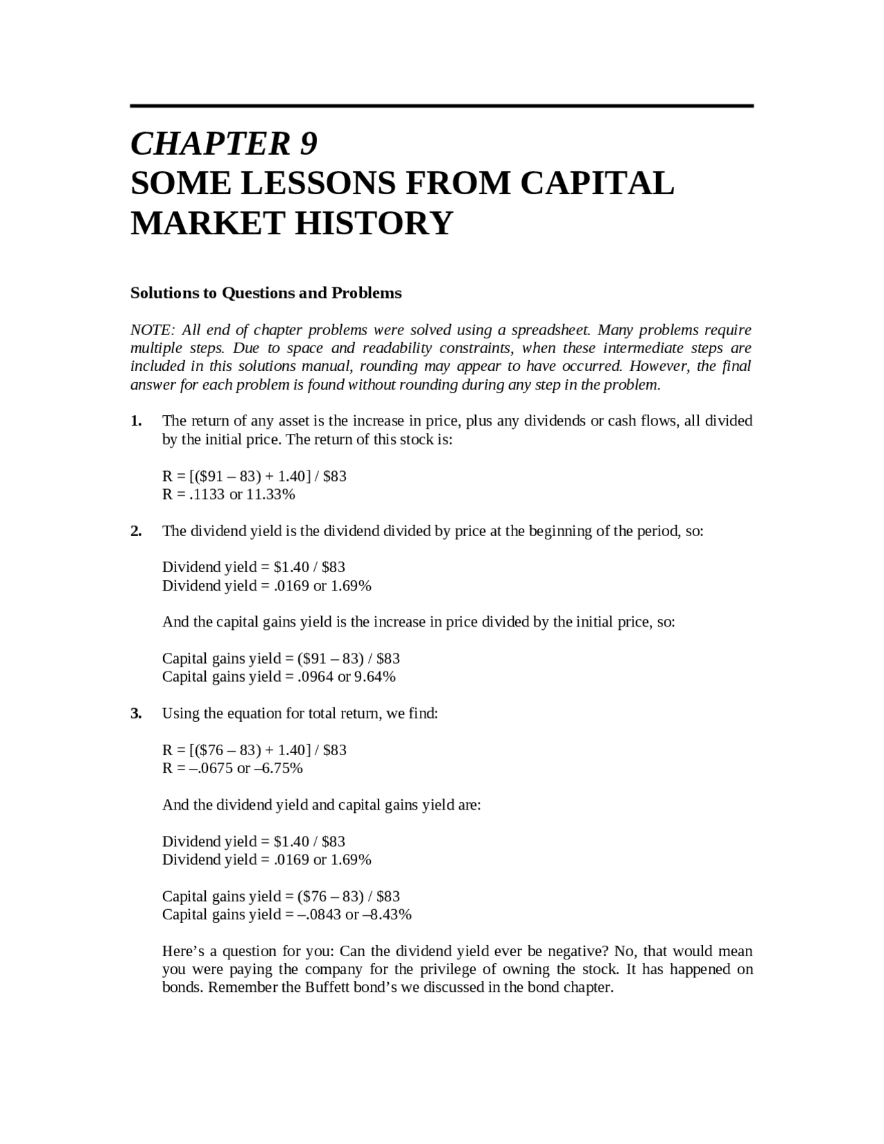 Solutions To Questions On Capital Market History Mbac 6060 Docsity