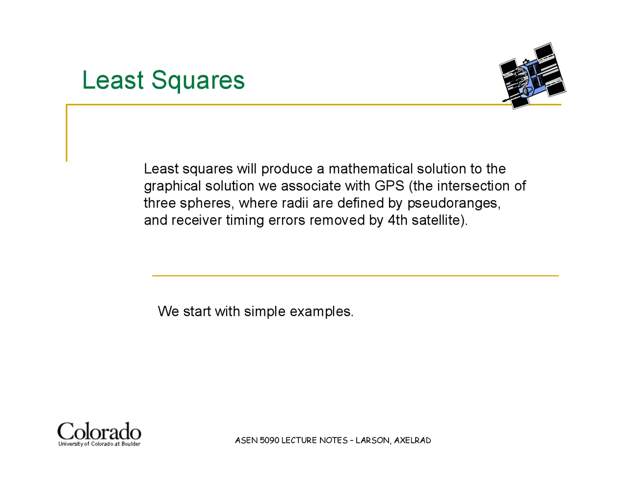 Notes On Least Squares Introduction To Global Navigation Satellite