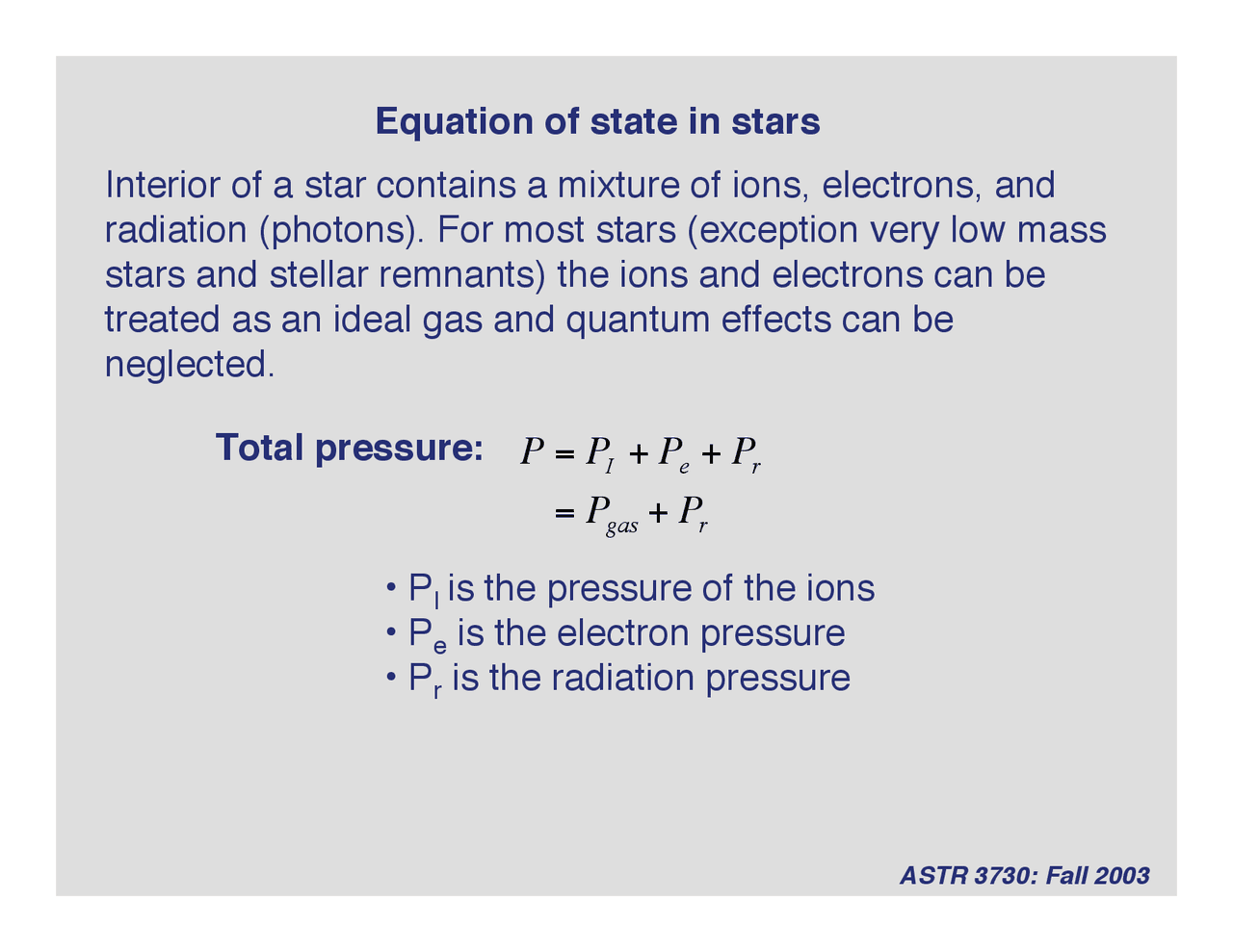 Equation Of State In Stars Astrophysics 1 Stellar And Interstellar