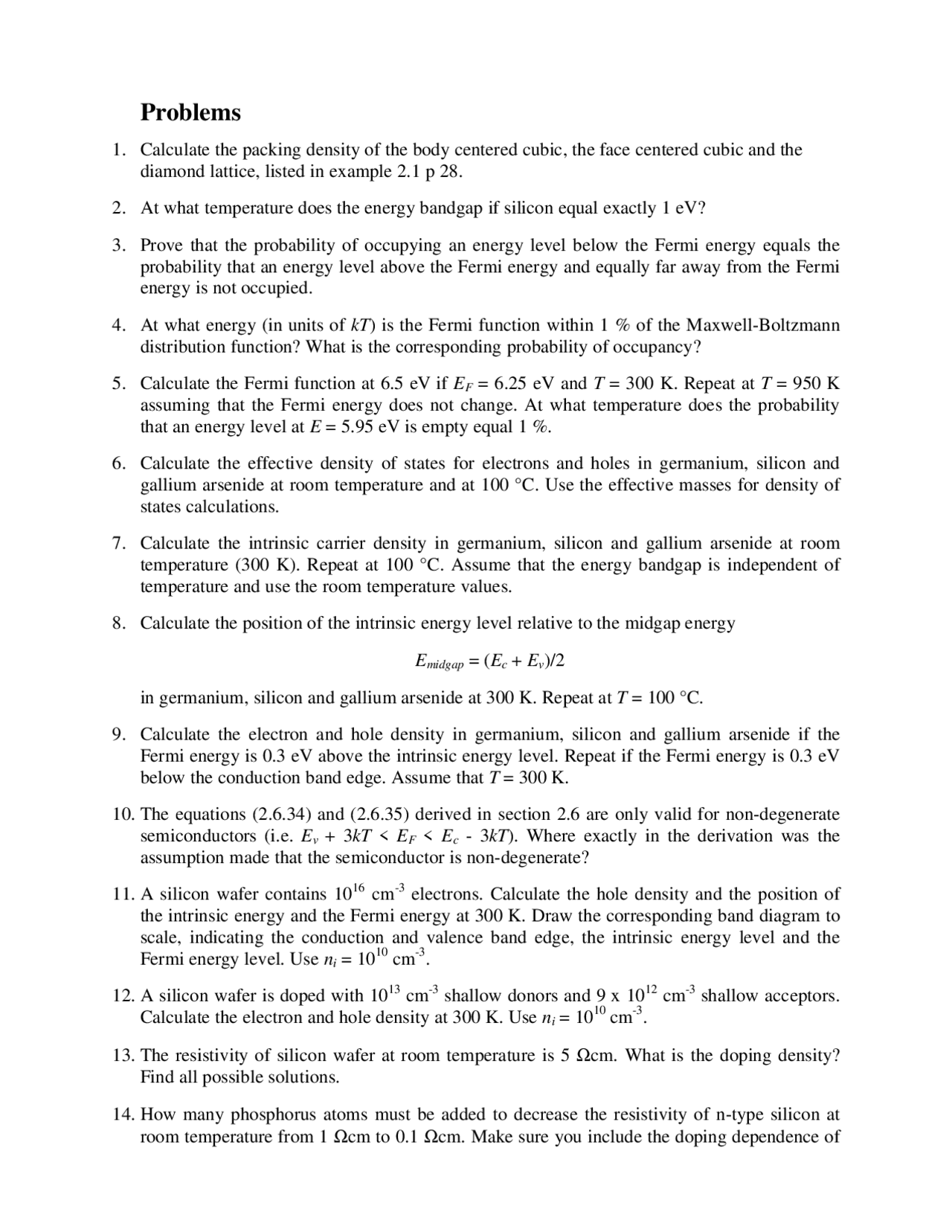 21 Unsolved Problems For Semiconductor Devices Ecen 3320 Docsity