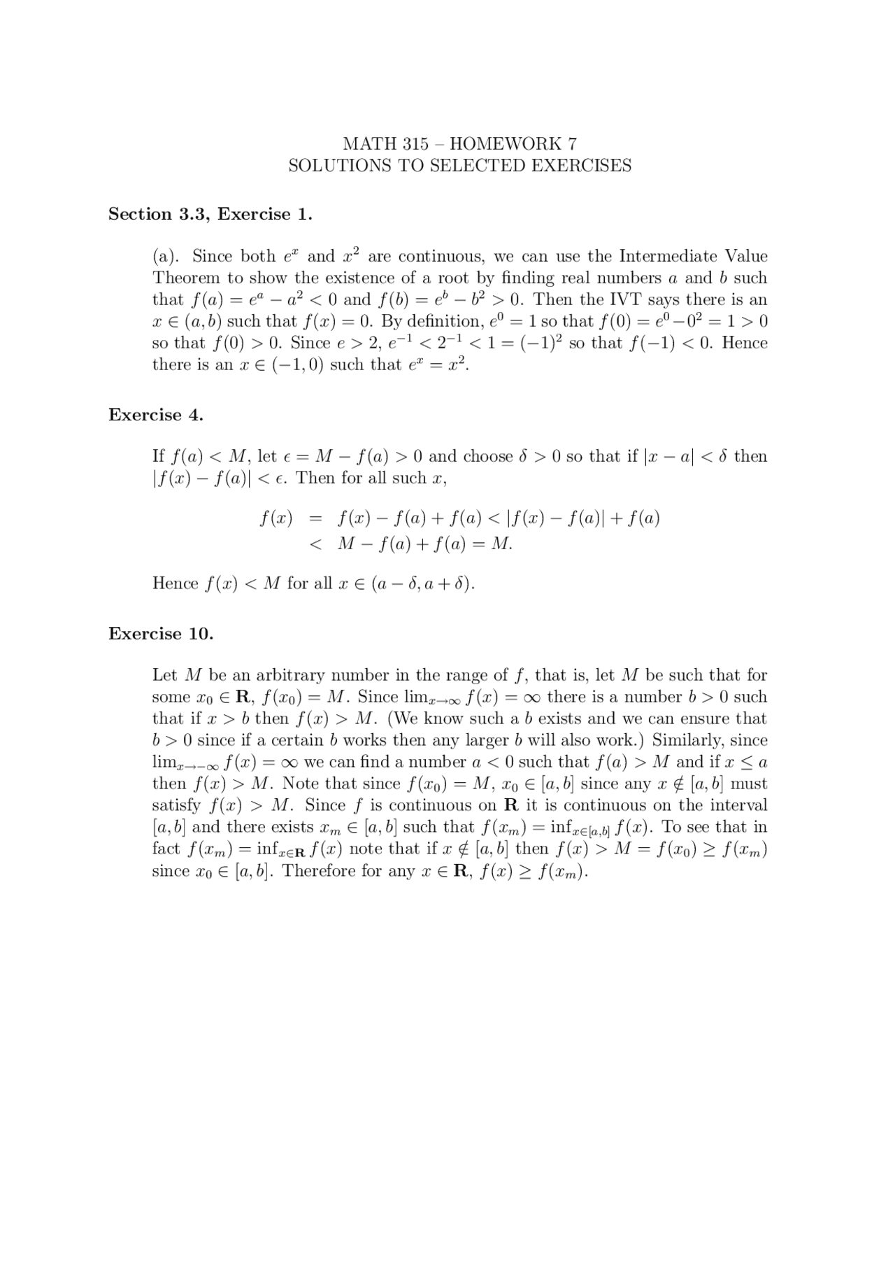 Solutions To Selected Exercises On Advanced Calculus I Homework 7