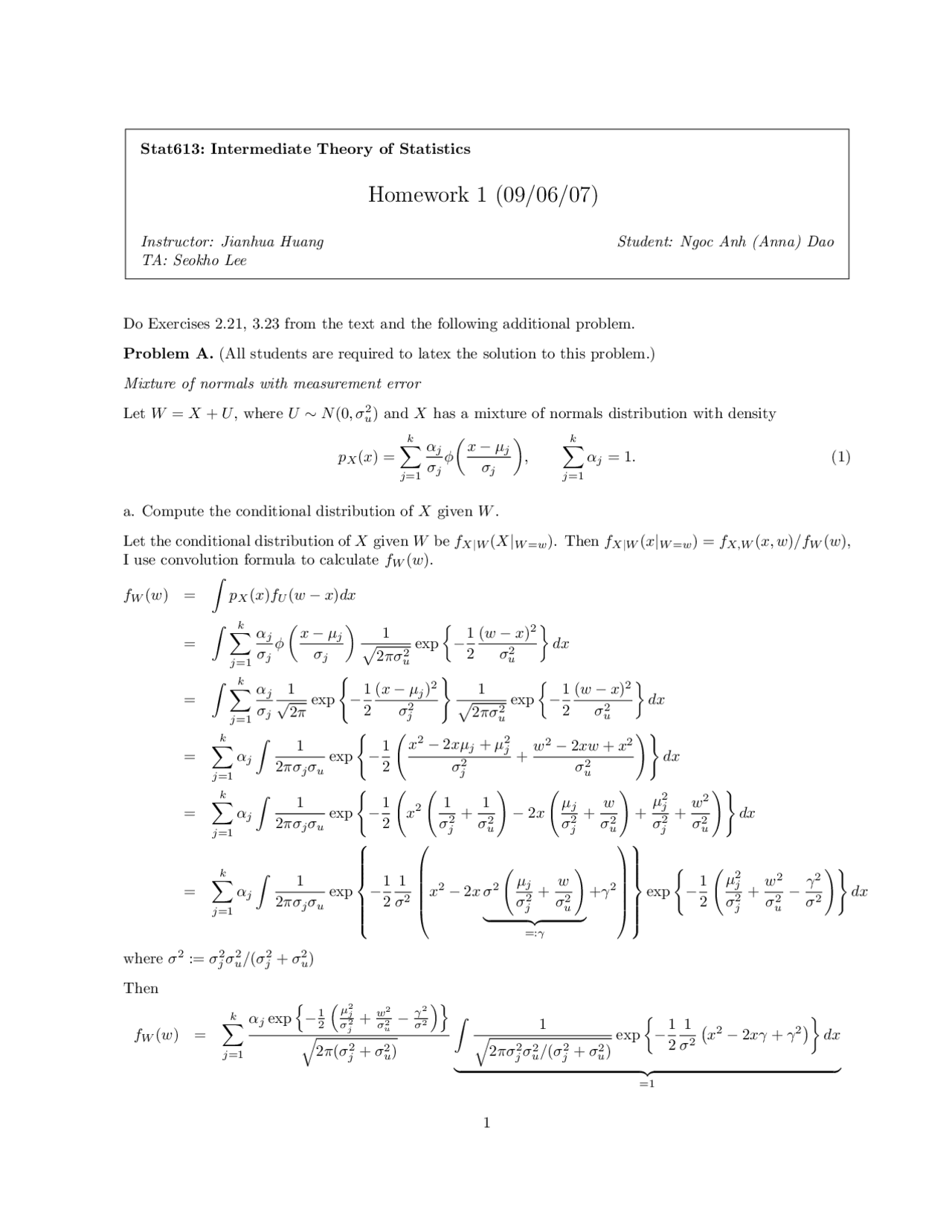 Homework 1 Problems And Solutions Statistical Methodology I Stat