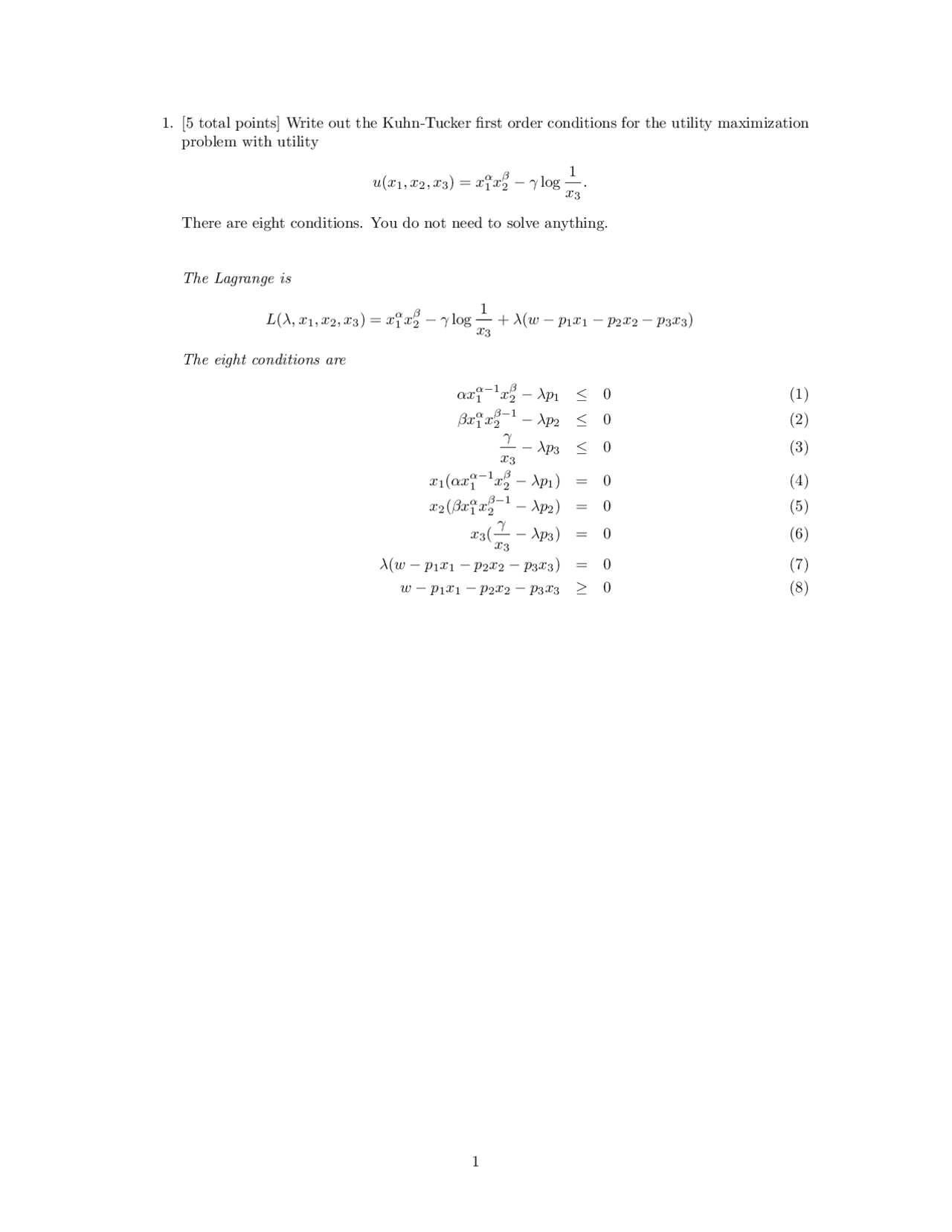Final Exam Solution Microeconomic Theory I Econ 629 Docsity
