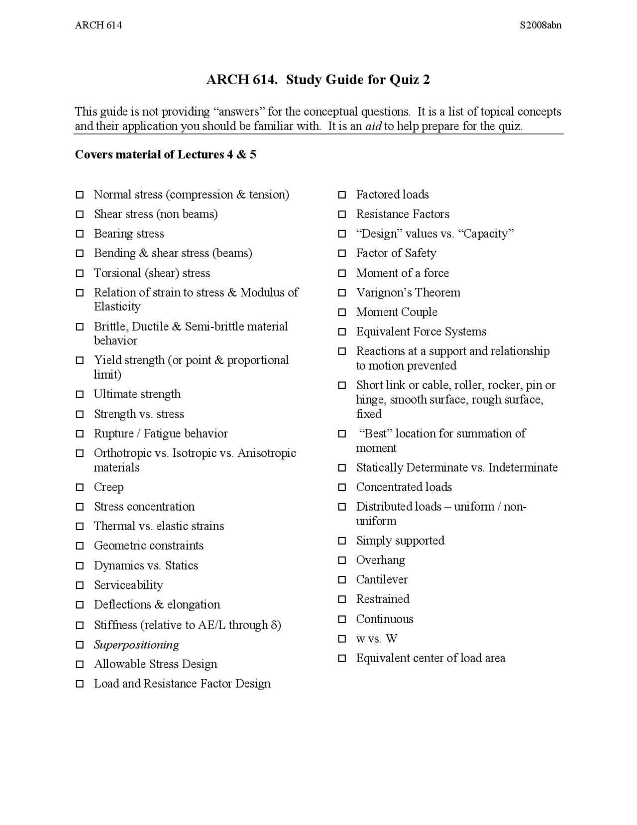 Topical Concept And Application Of Architecture Structure Quiz 2