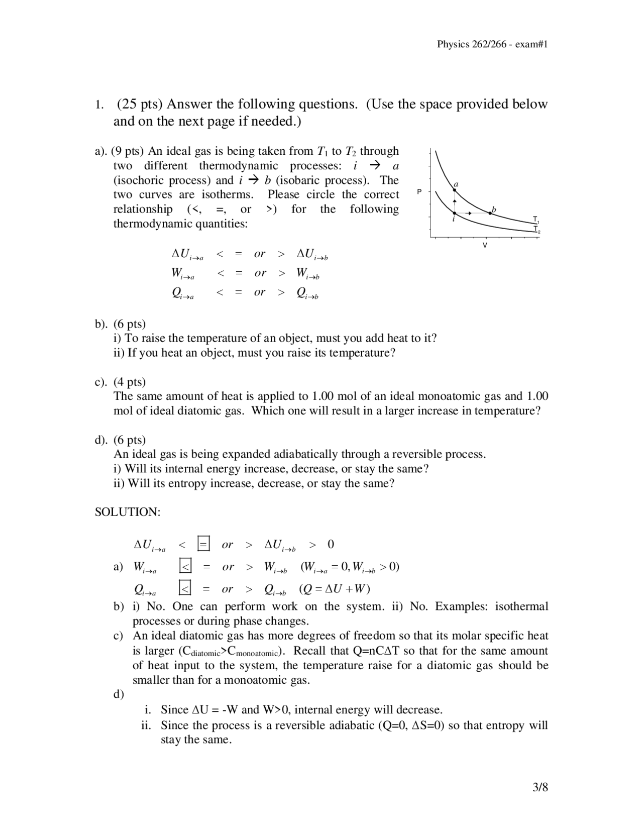 4 Solved Questions On General Physics Ii Exam 1 Phys 262 Docsity