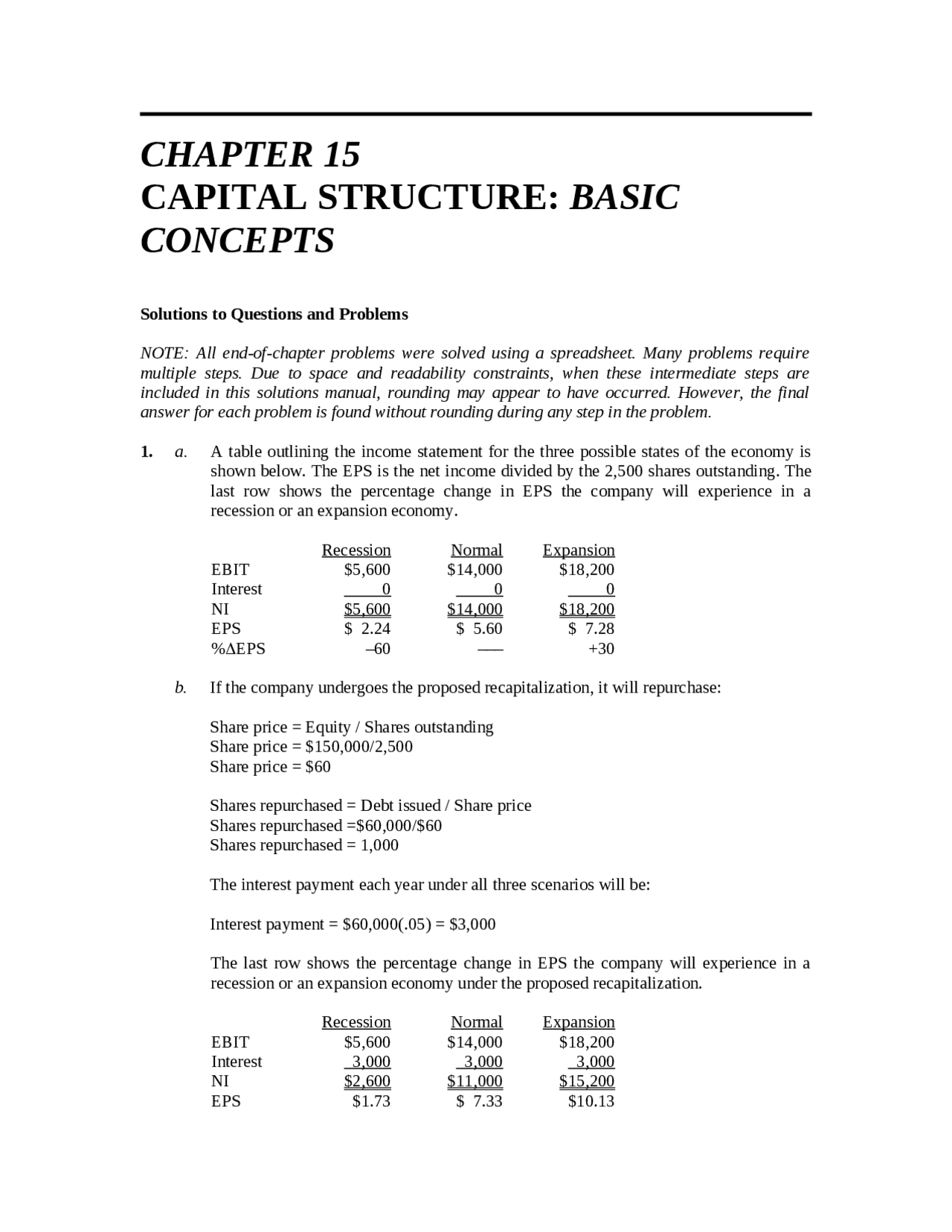 Capital Structure Basic Concepts Lecture Notes Mbac 6060 Docsity