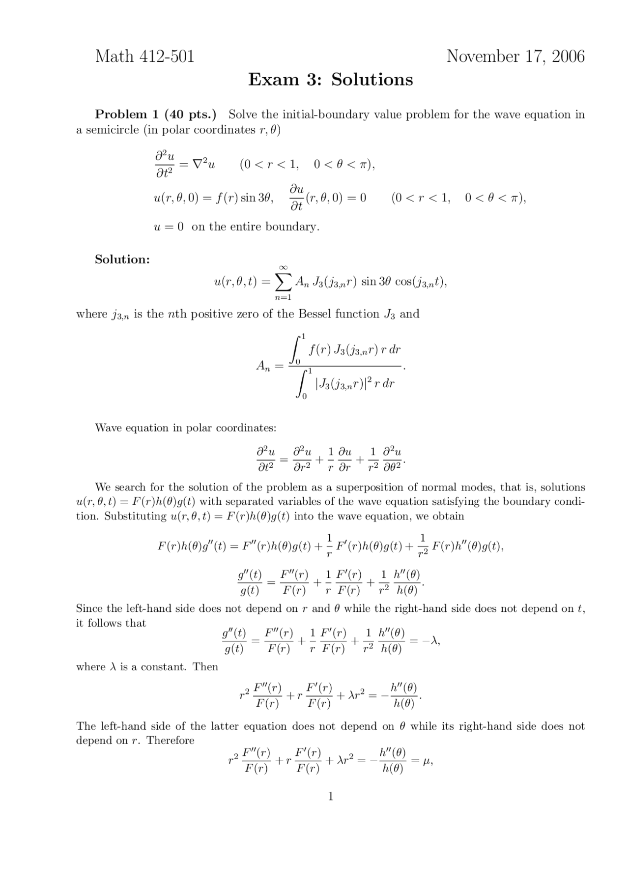 3 Problems With Solution Of Theory Of Partial Differential Equations