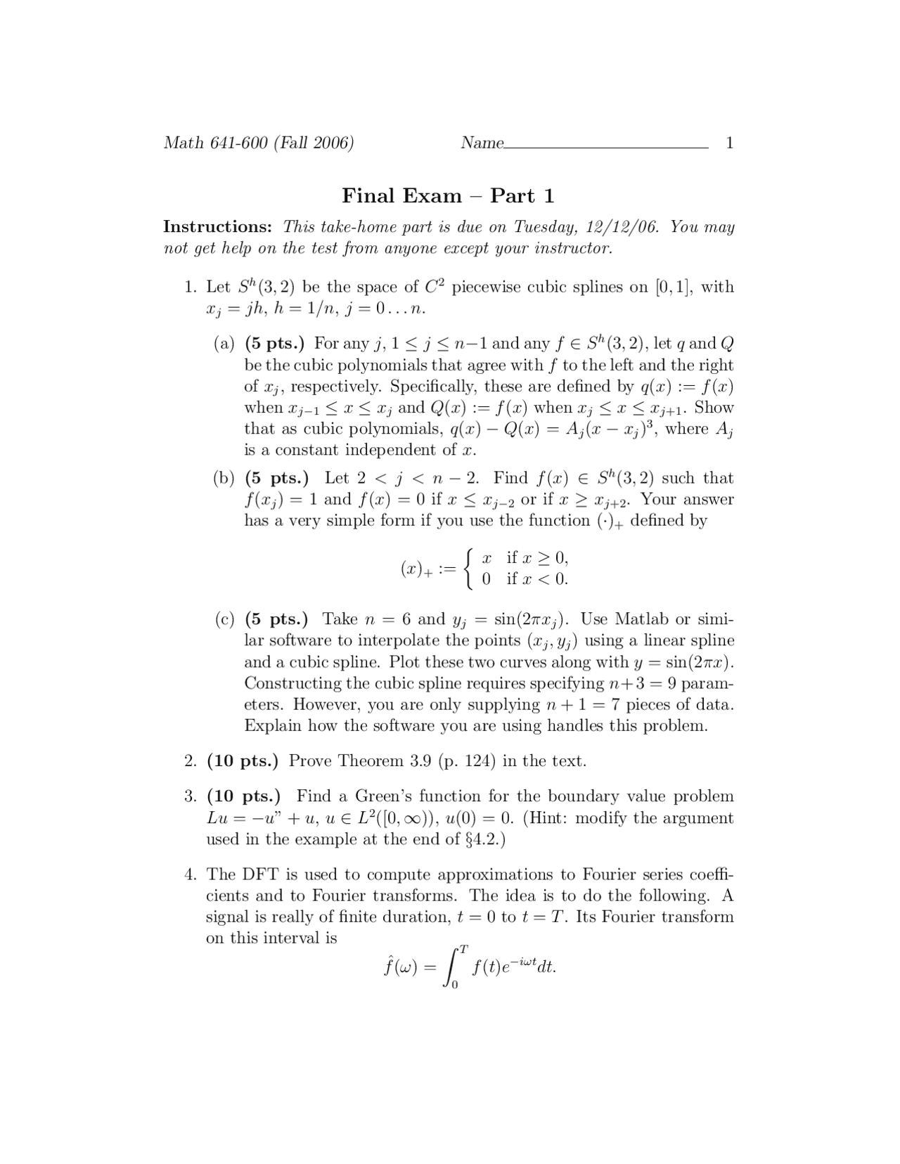 4 Questions On Analysis For Applications I Final Test Math 641