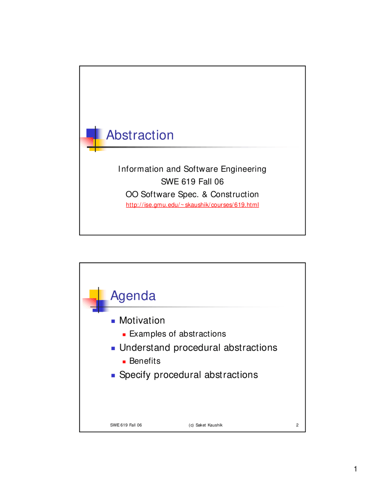 Information And Software Engineering Lecture Slides Swe 619 Docsity