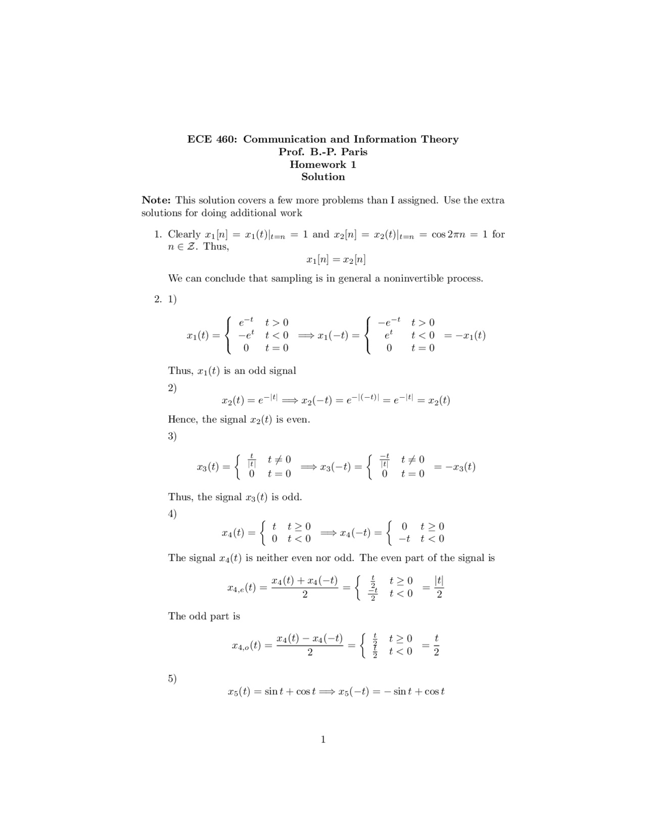 Homework 1 Solutions Communication And Information Theory Ece 460