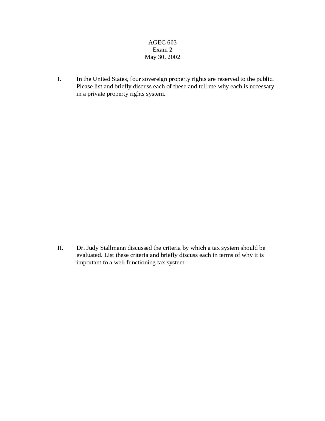 4 Questions Of Land Economics Exam 2 Agec 603 Docsity