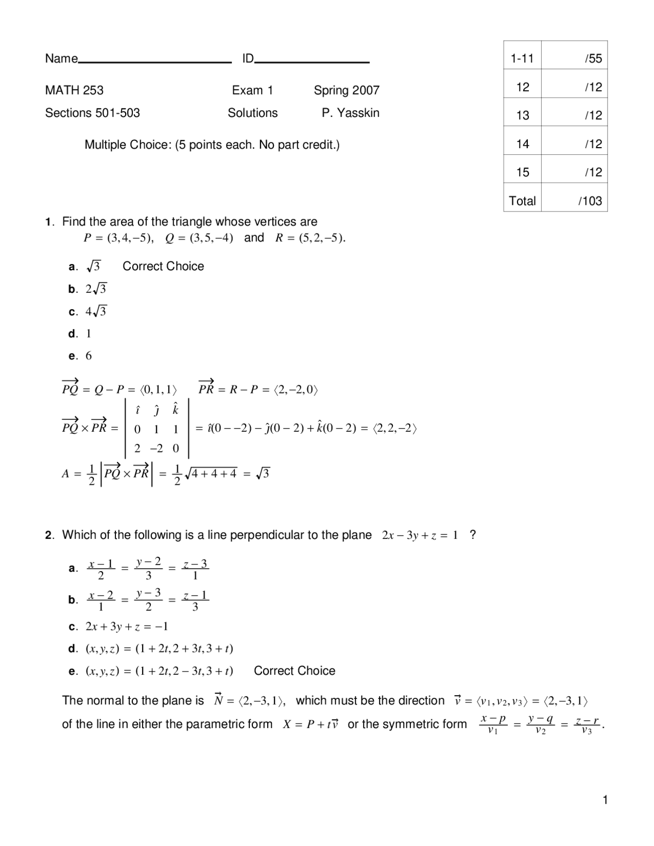 15 Questions With Solution Of Engineering Math Lll Exam 1 Math 253