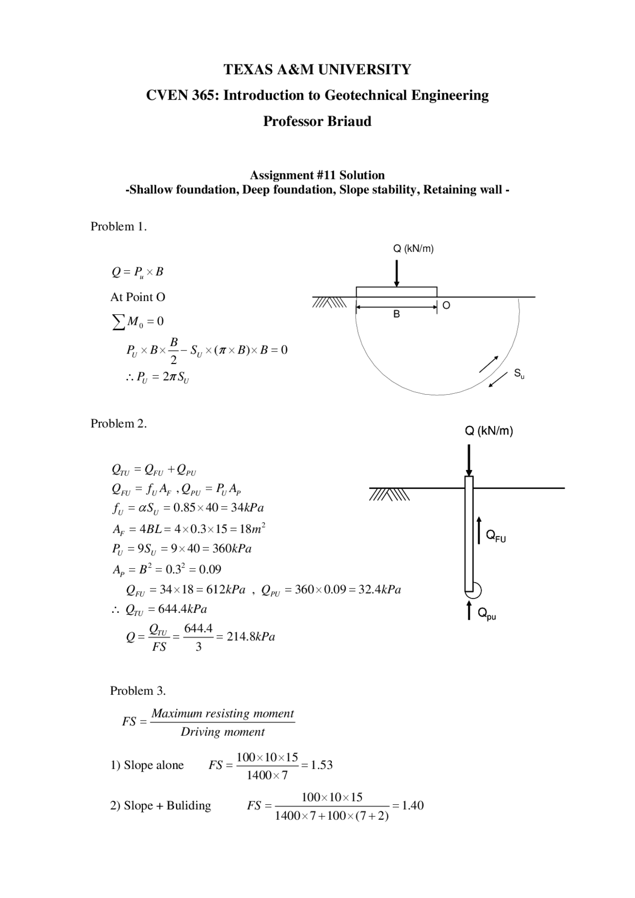 4 Problems With Solution Of Introduction To Geotechnical Engineering