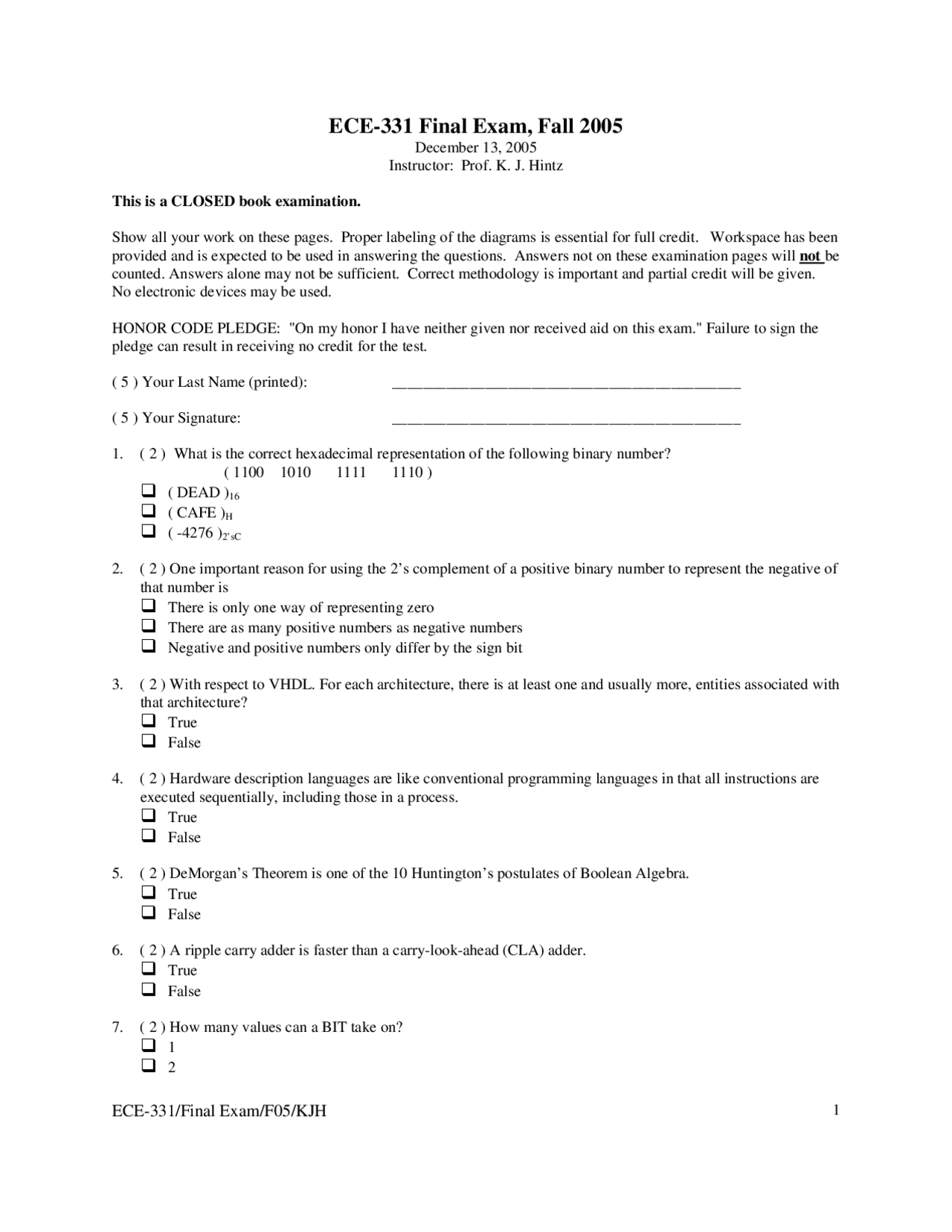 22 Questions on Electronics Devices - Final Exam | ECE 331 | Exams ...
