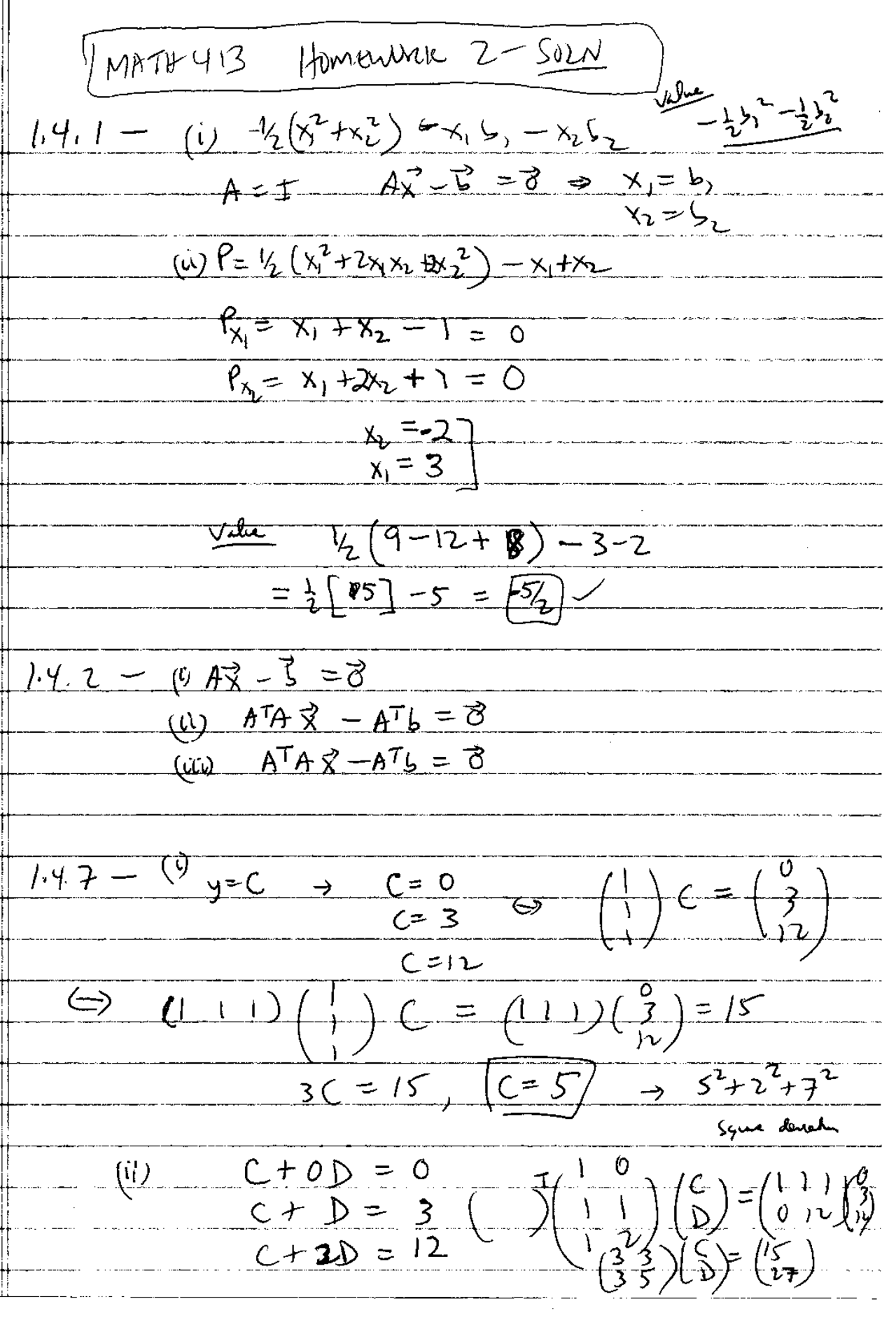 Homework 2 With Solution Modern Applied Math I Math 413 Docsity