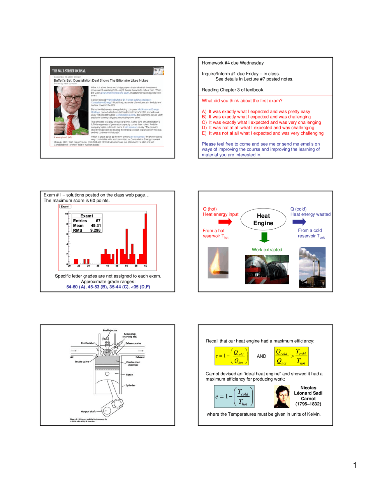 Slides On Heat Engine Energy And The Environment Phys 3070 Docsity