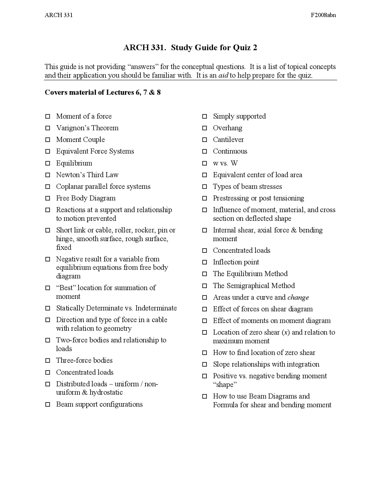 Topical Concept And Their Application Architectural Structure Quiz