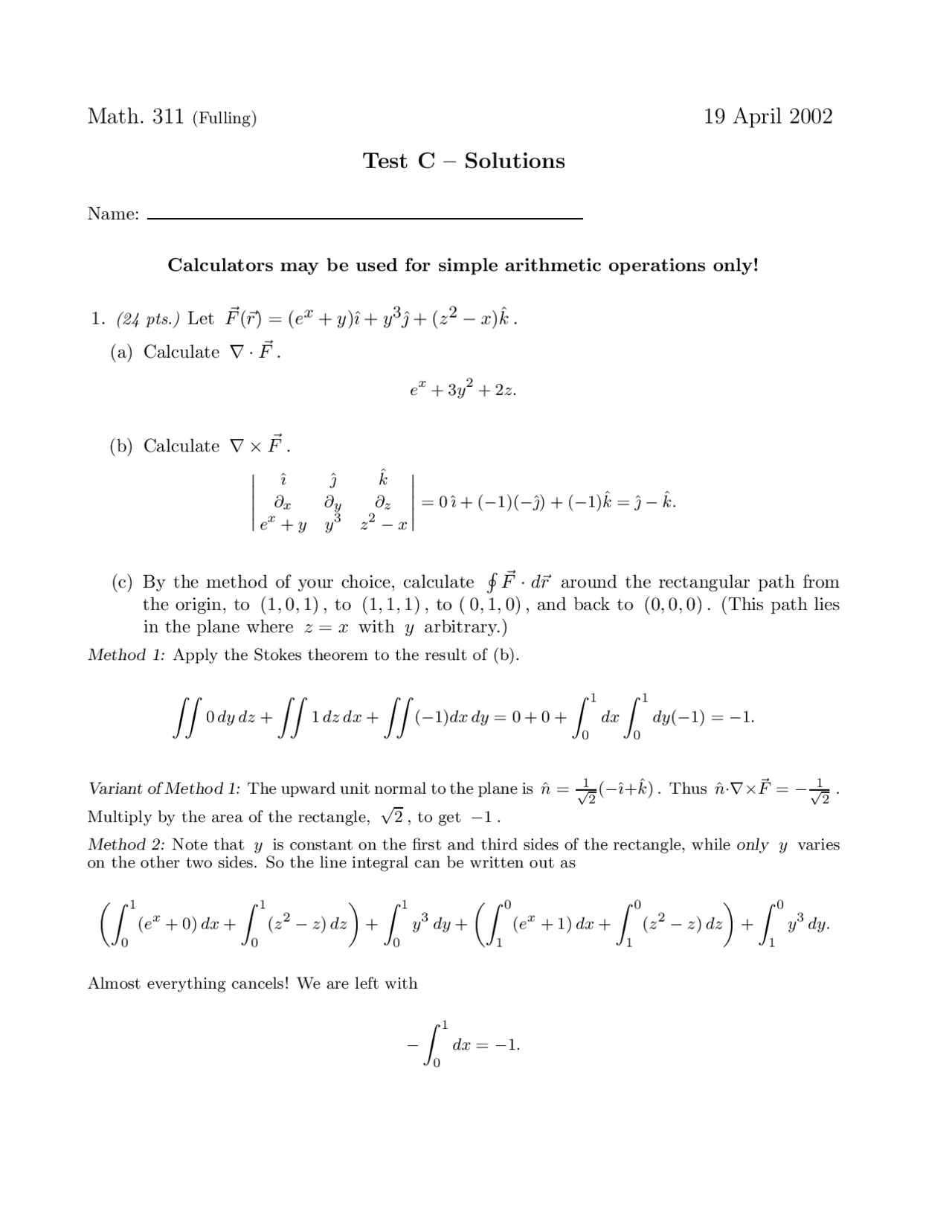Questions With Solution Of Applied Mathematics Exam 3 Math 311
